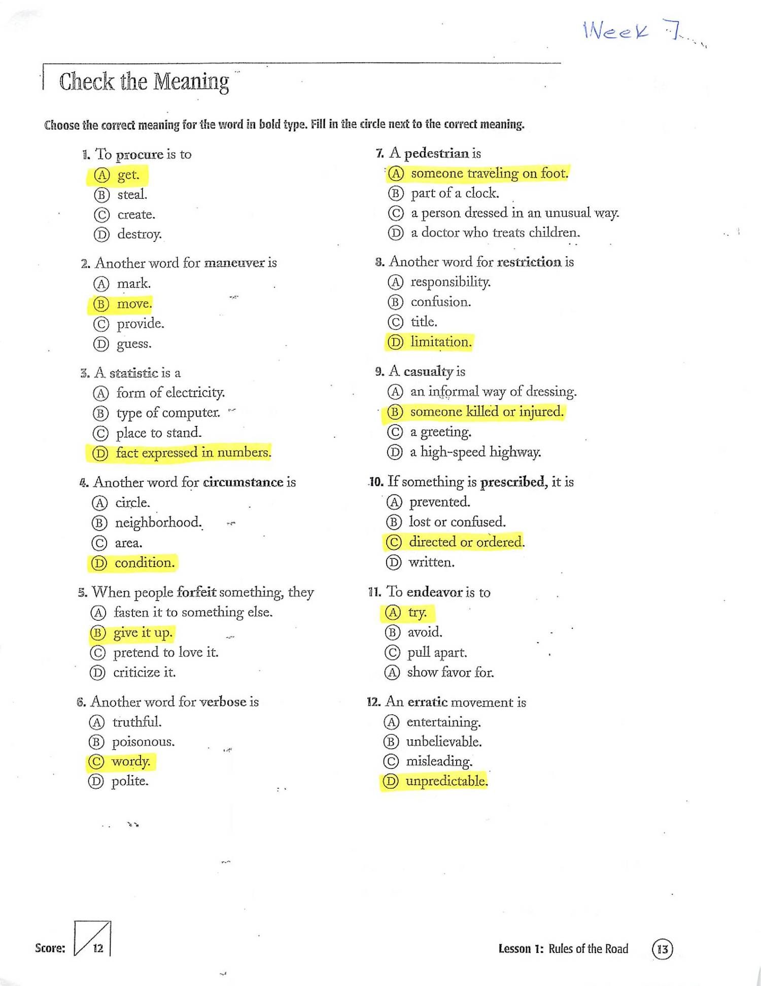1 Rules of the Road - Answer Key.pdf | DocDroid