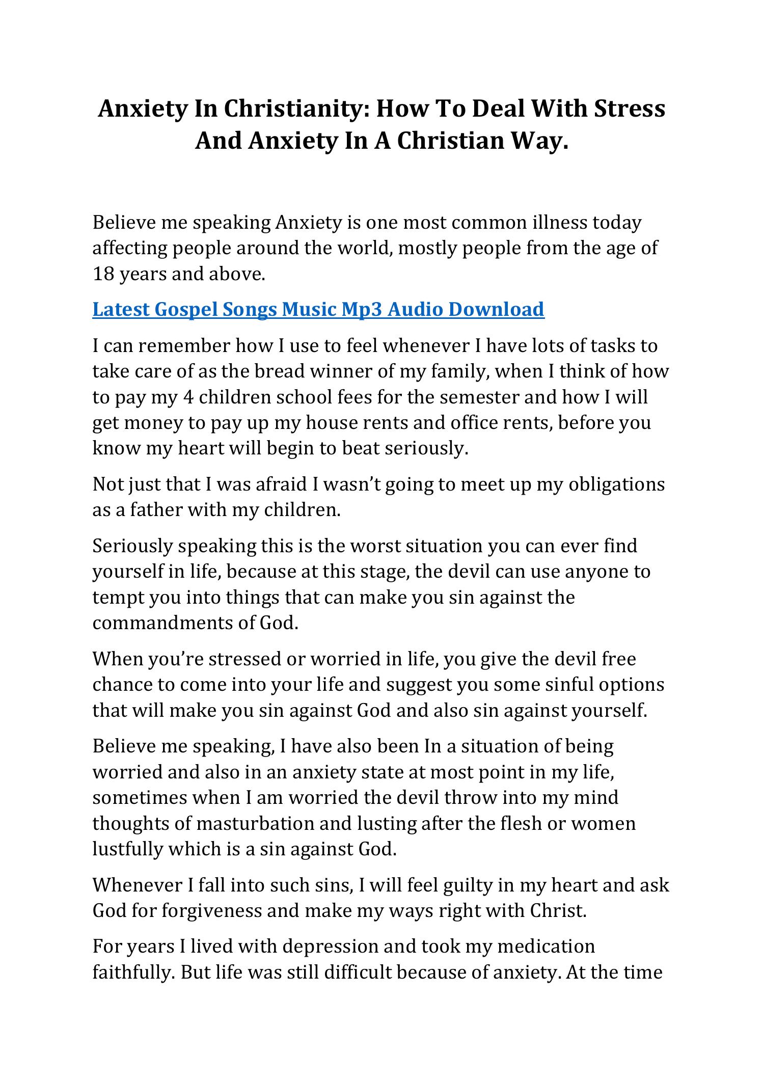 Anxiety In Christianity - How To Deal With Stress And Anxiety In A ...