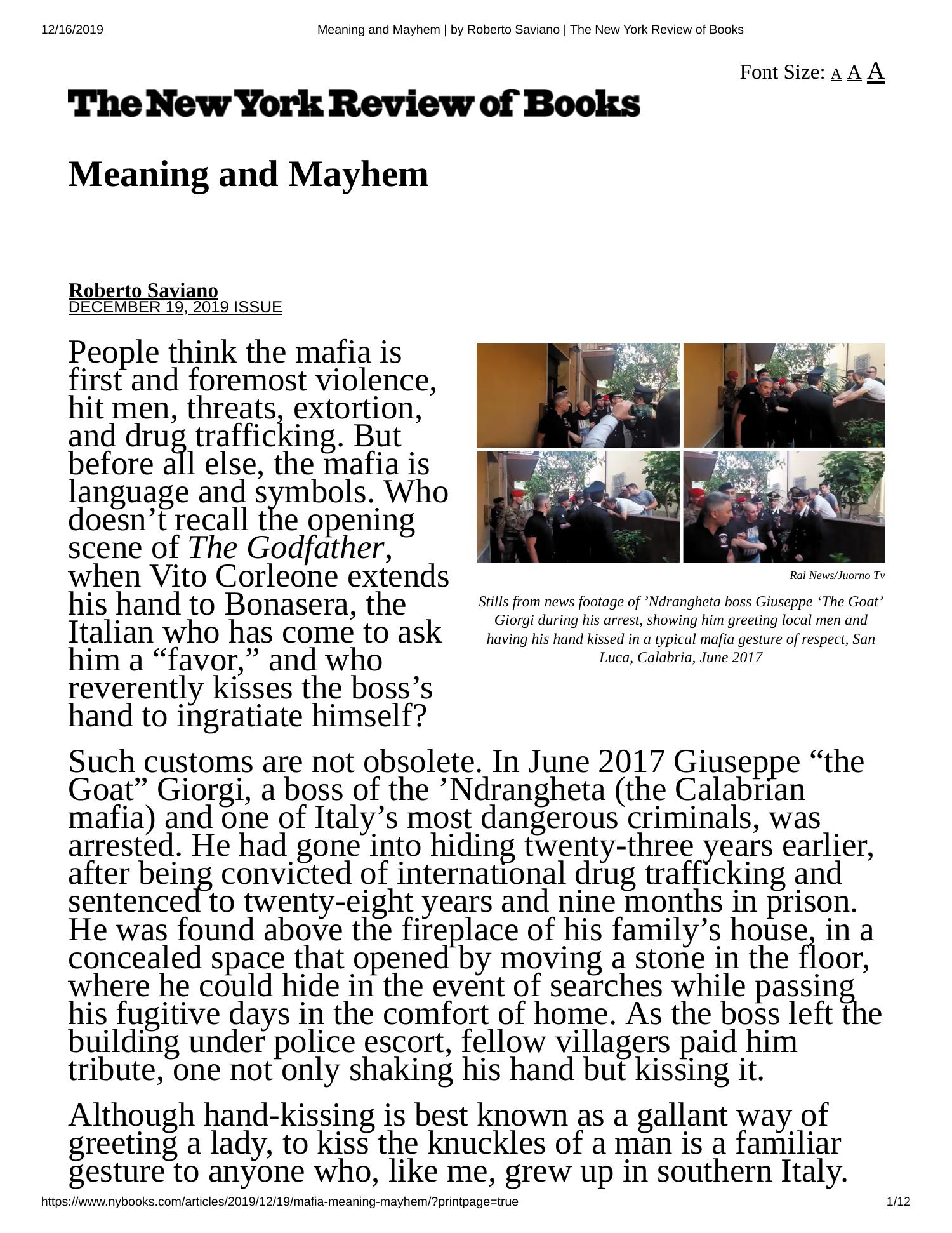 Meaning and Mayhem _ by Roberto Saviano _ The New York Review of Books ...