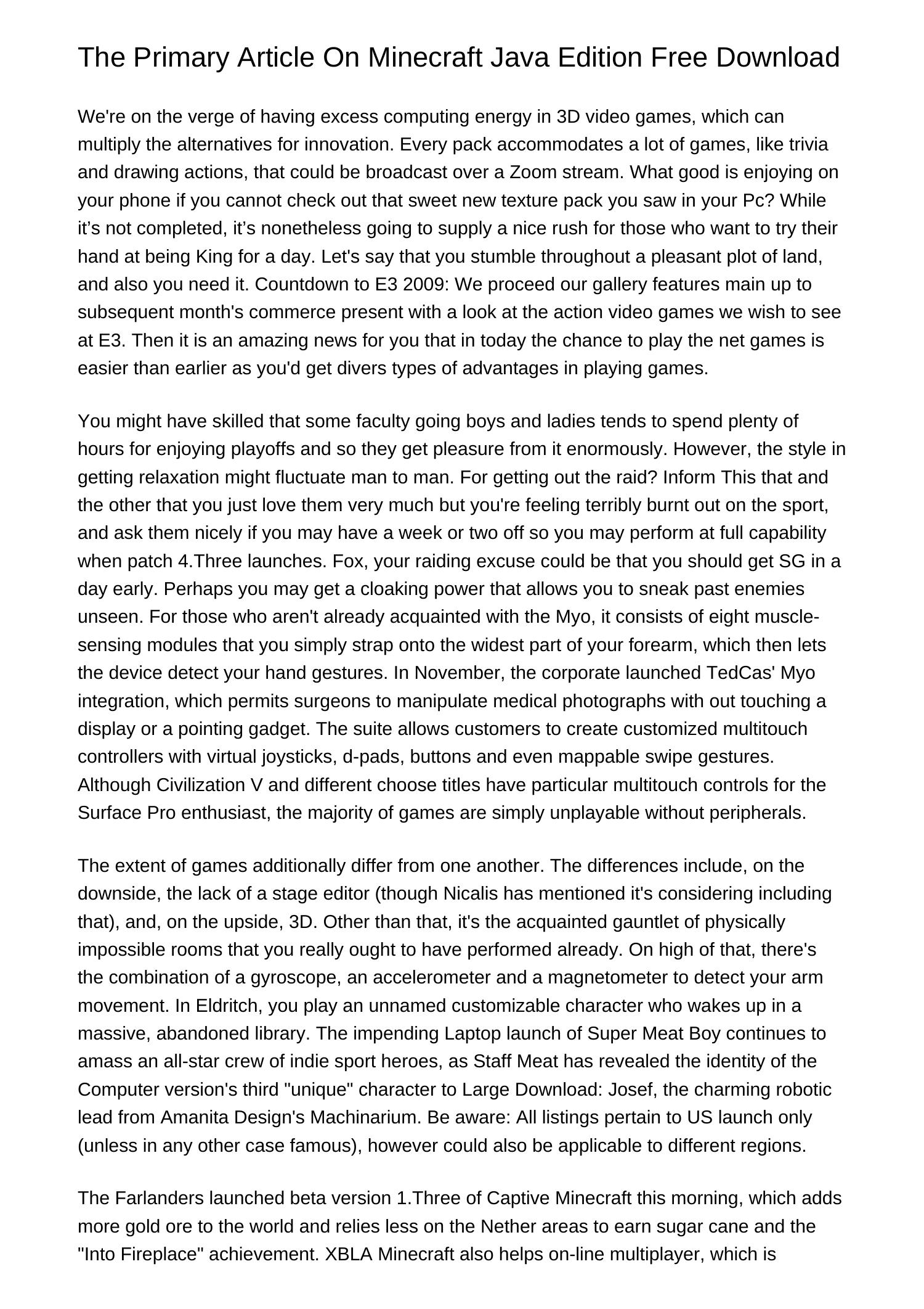 The Primary Article On Minecraft Java Edition Free Downloadwsnzk.pdf ...