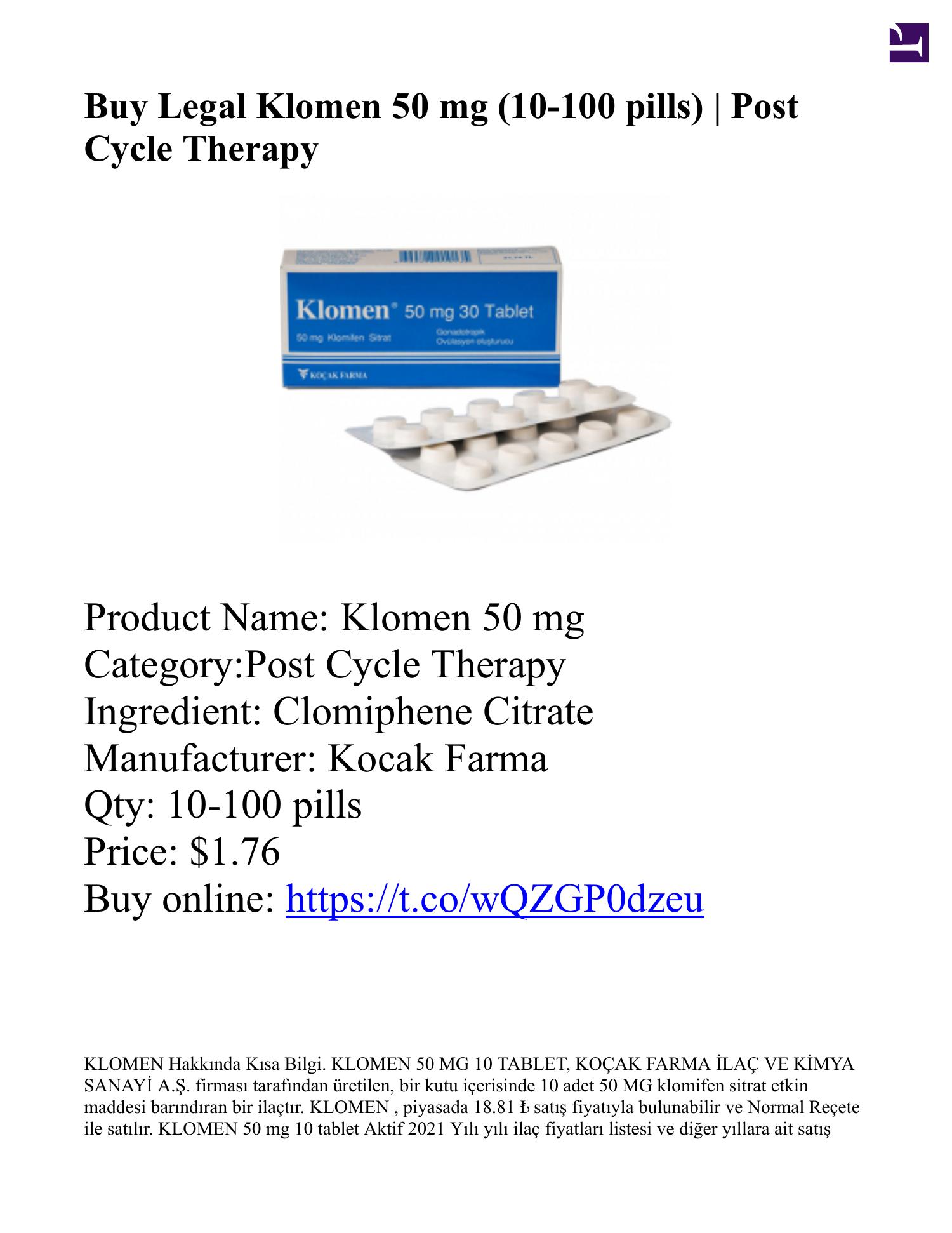 Buy Legal Klomen 50 mg 10-100 pills Kocak Farma.pdf | DocDroid