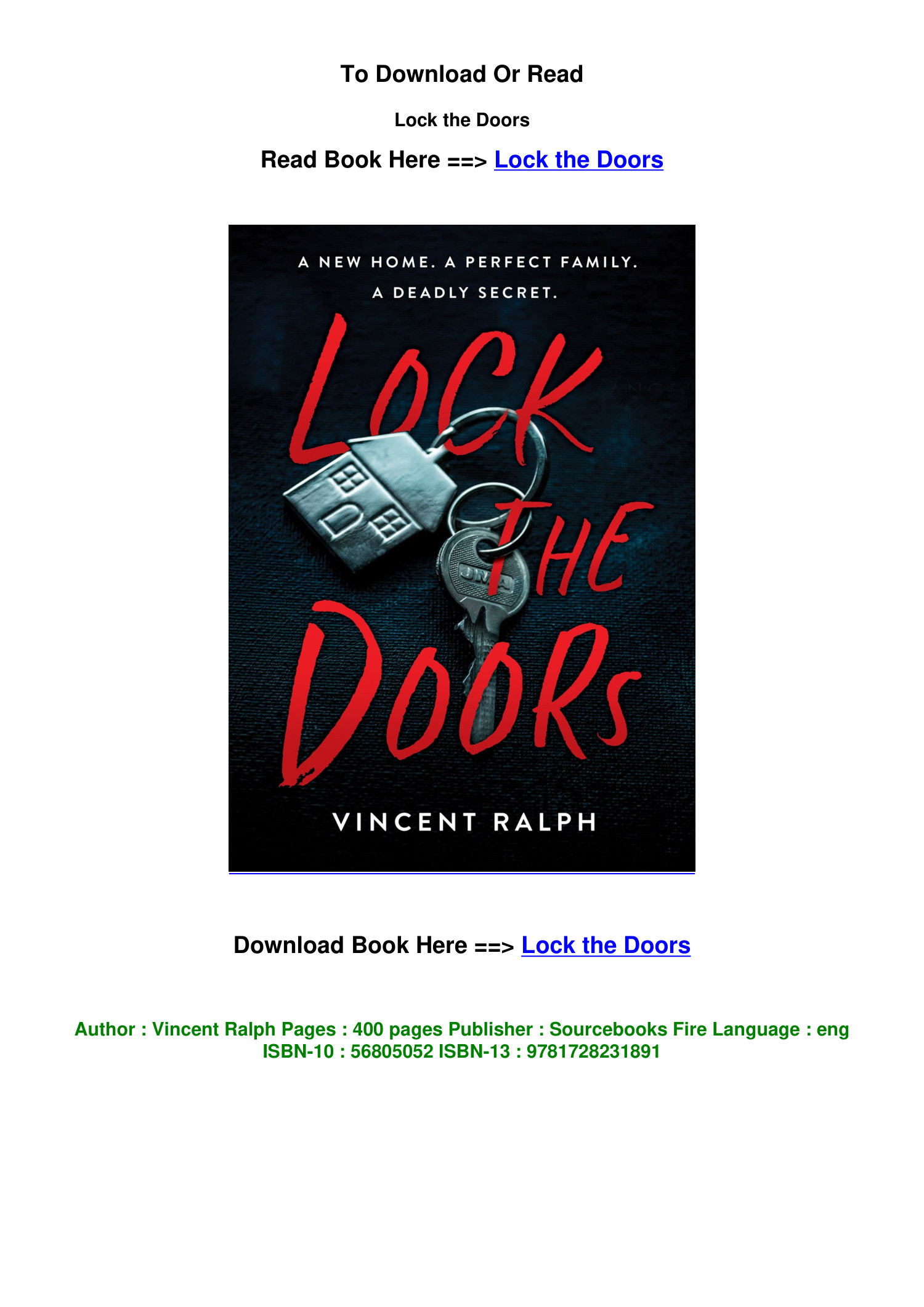 DOWNLOAD pdf Lock the Doors by Vincent Ralph.pdf | DocDroid