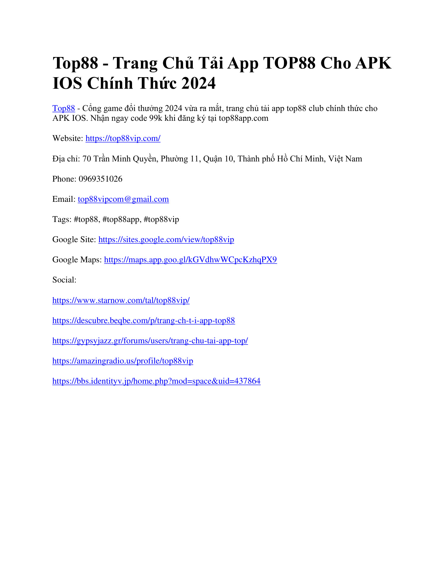 Top88 - Trang Chủ Tải App TOP88 Cho APK IOS Chính Thức 2024.docx | DocDroid