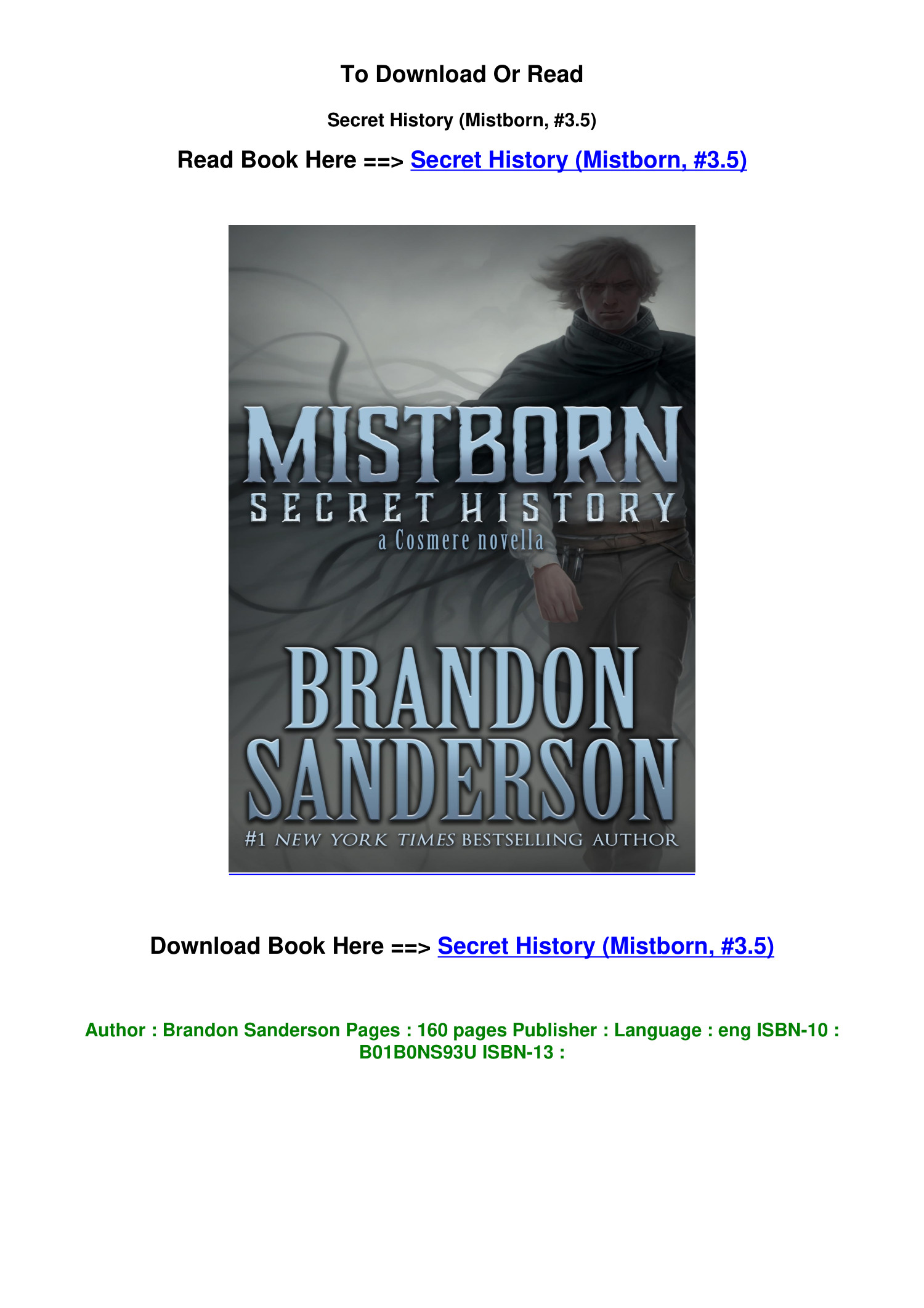 EPub Download Secret History Mistborn 3 5 BY Brandon Sanderson.pdf ...