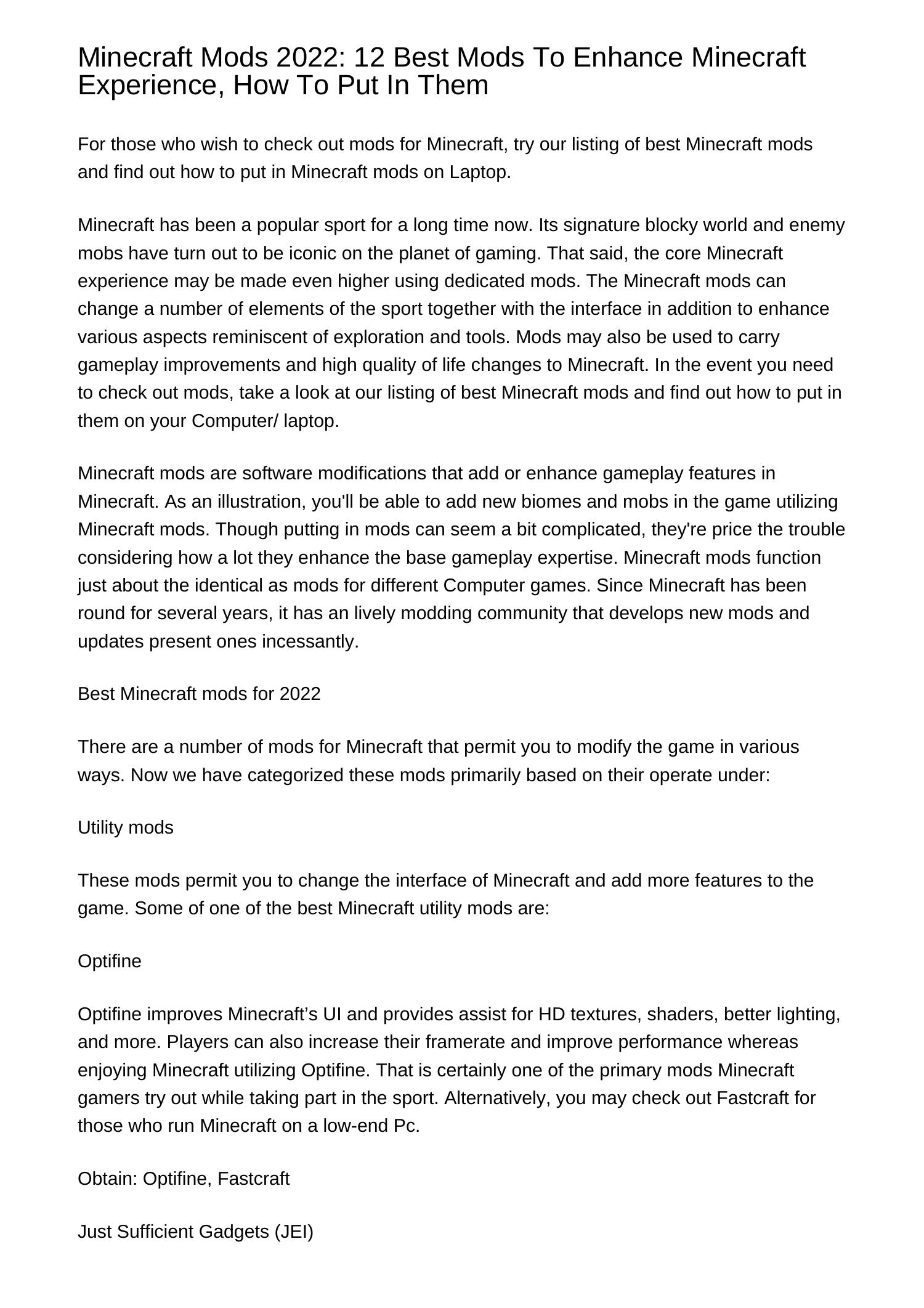 Minecraft Mods 2022 12 Finest Mods To Boost Minecraft Experience How To ...