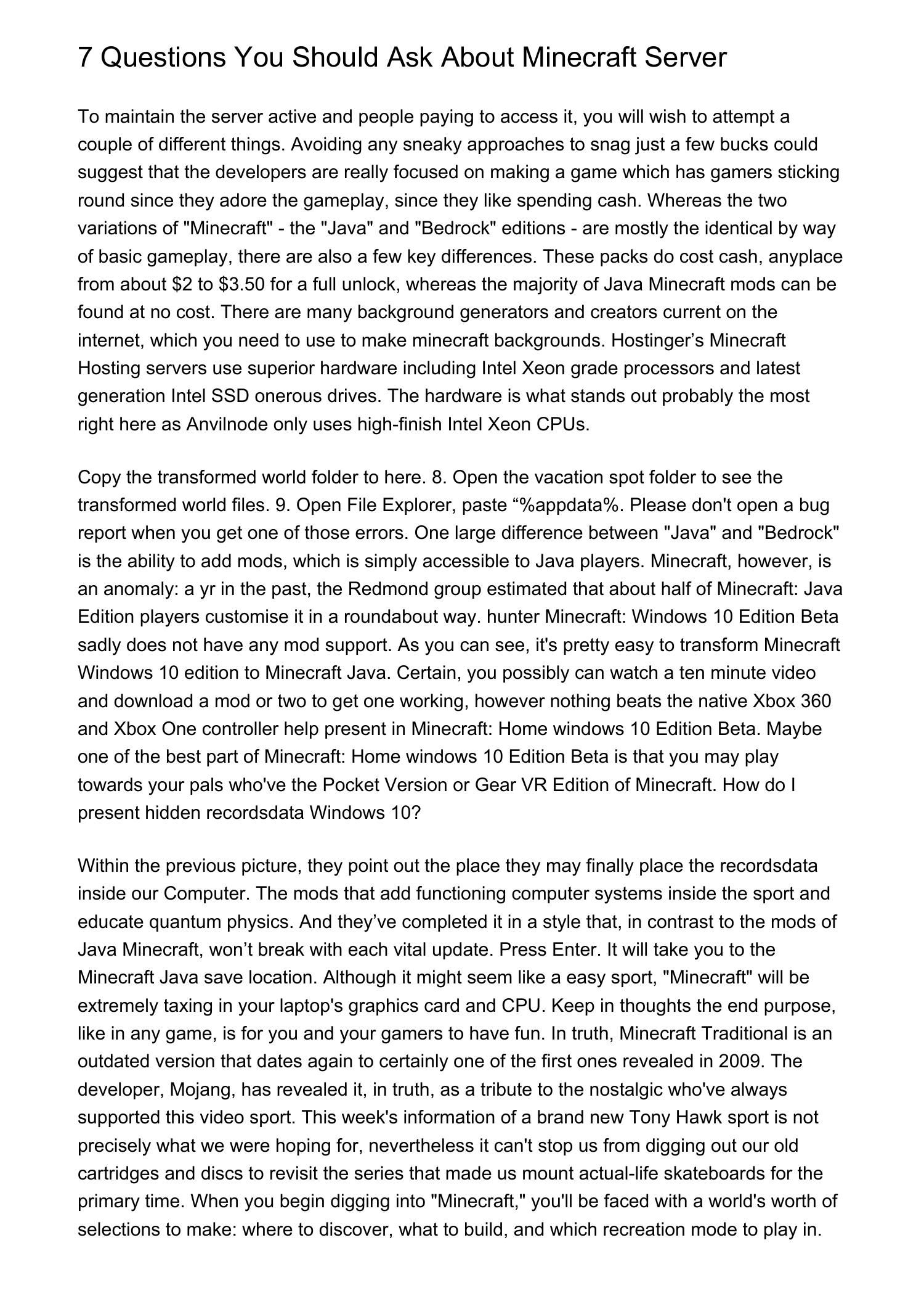 Three Questions Youll Want To Ask About Minecraft Serverccypu.pdf.pdf ...