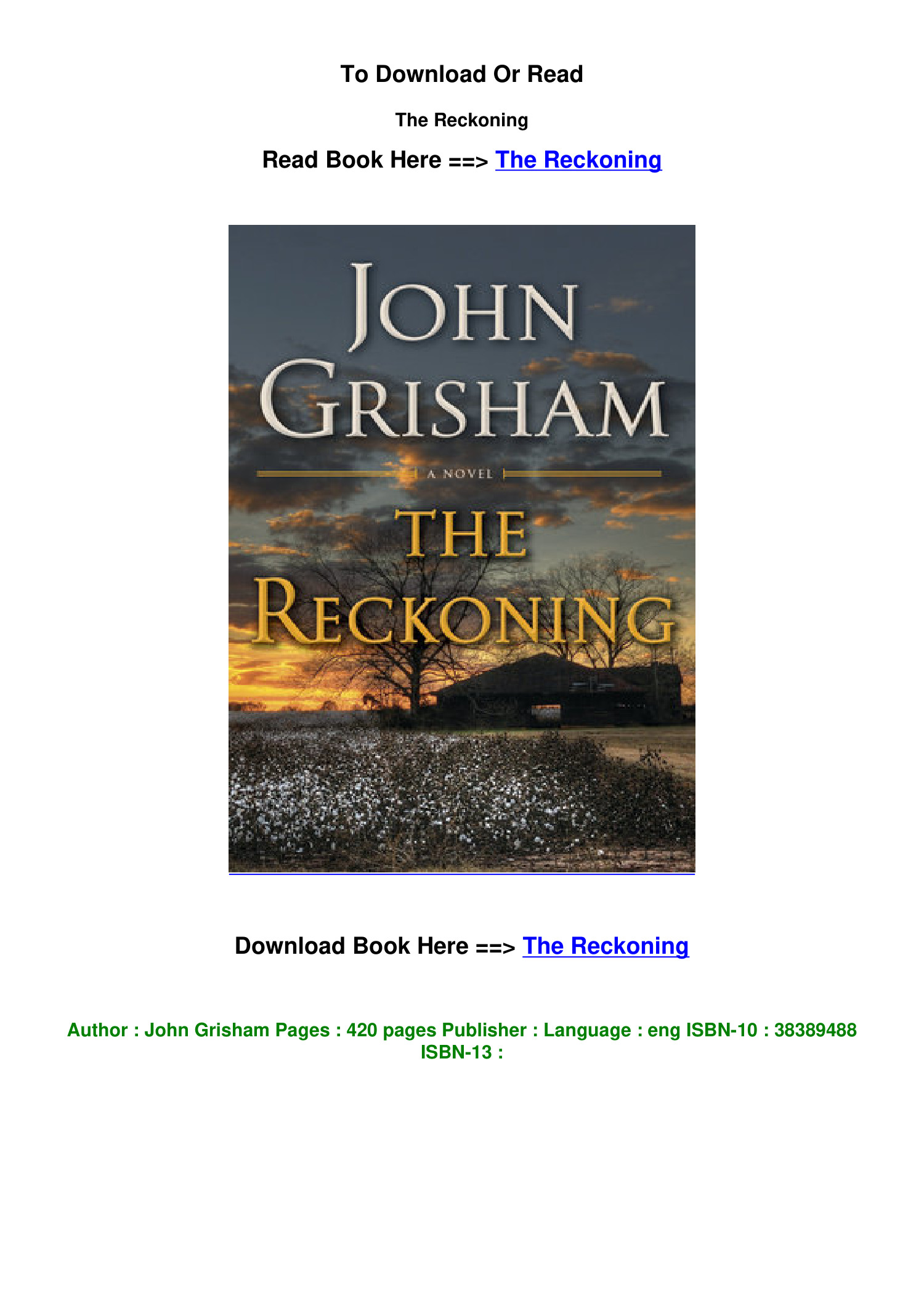 ePub Download The Reckoning BY John Grisham.pdf | DocDroid