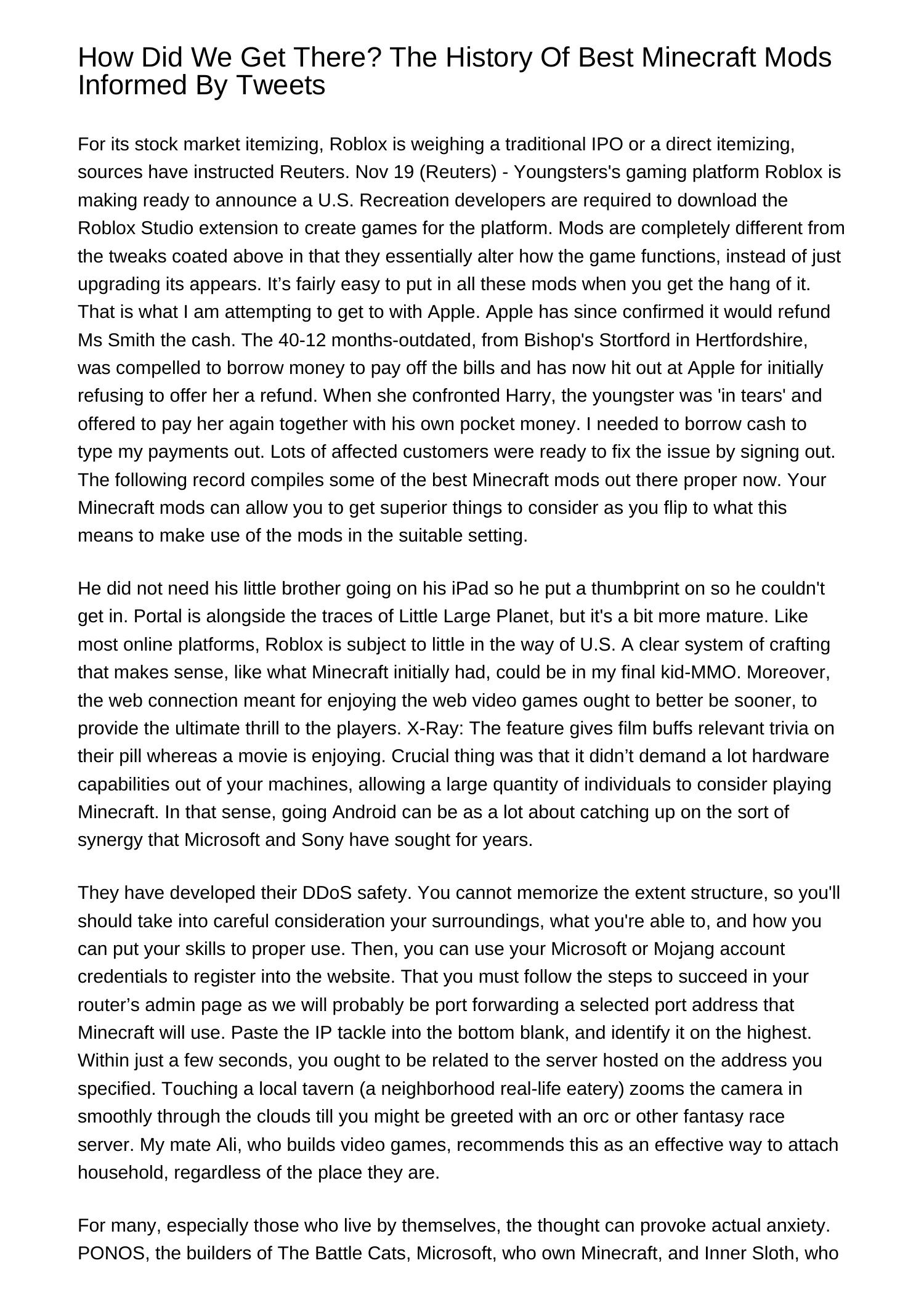 How Did We Get There The History Of Best Minecraft Mods Instructed Via Tweetswyzmv.pdf.pdf ...