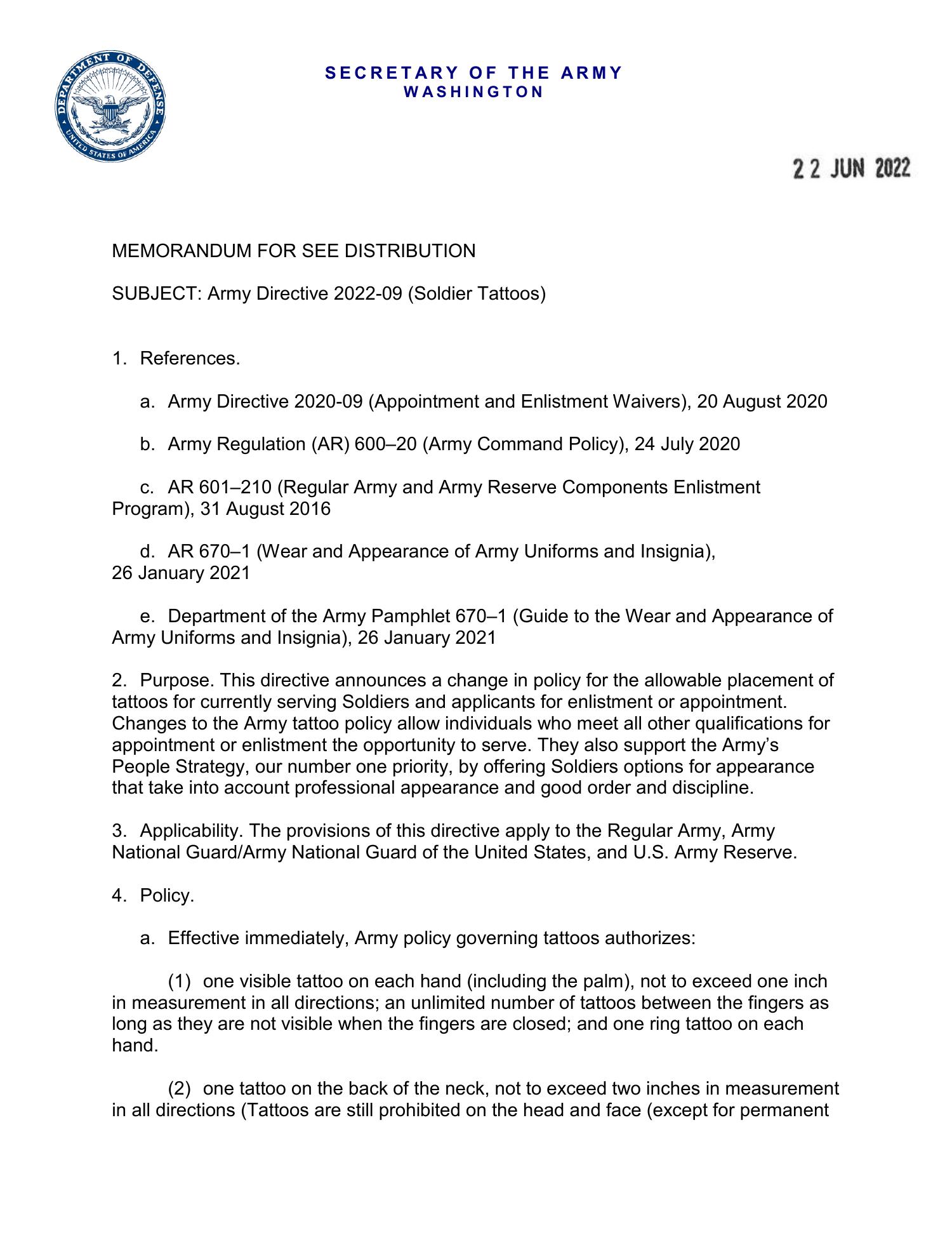 Army Memorandum On Soldier Tattoos pdf DocDroid