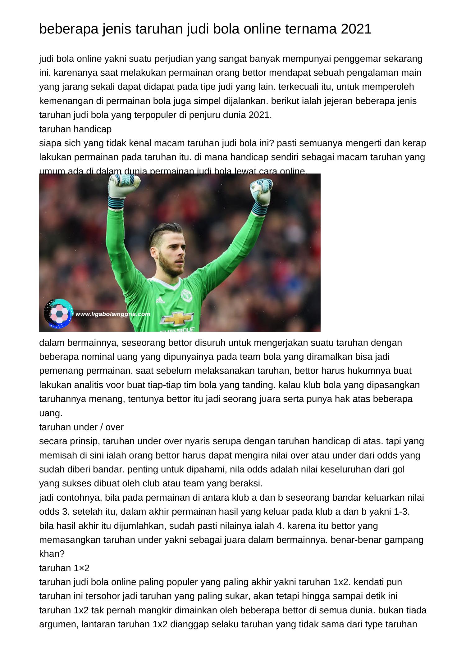 beberapa jenis taruhan judi bola online terbeken 2021gryvq.pdf.pdf | DocDroid