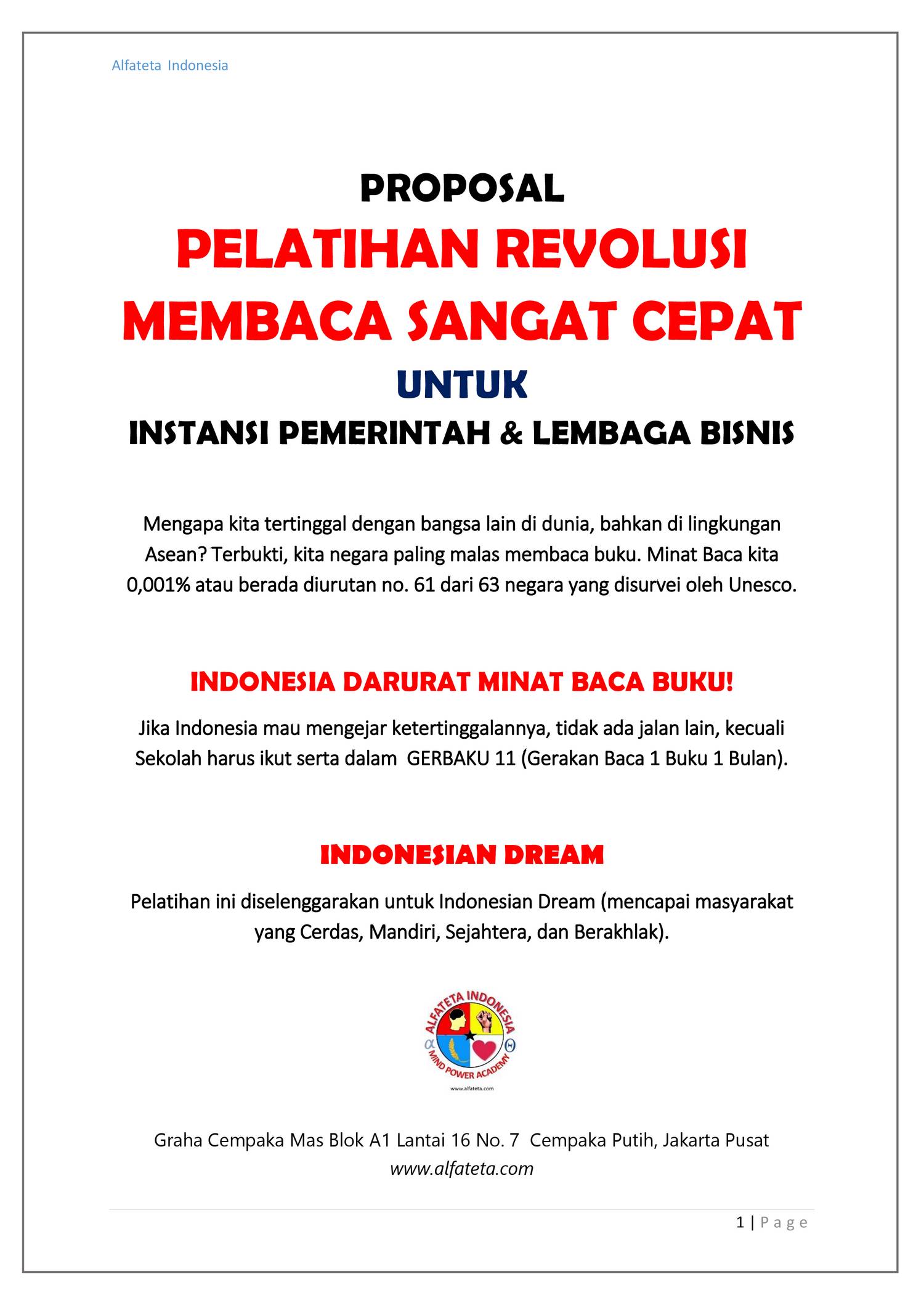 PROPOSAL BACA SANGAT CEPAT UNTUK PERUSAHAAN DAN INSTANSI PEMERINTAH.docx | DocDroid