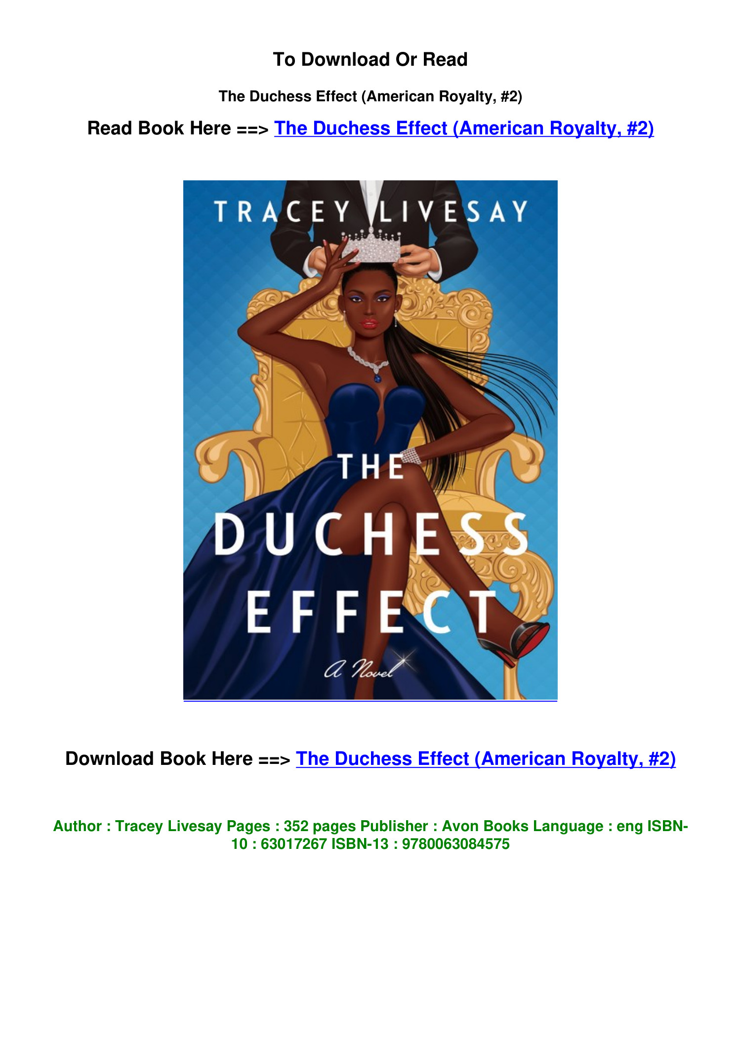 download Pdf The Duchess Effect American Royalty 2 By Tracey Livesay ...
