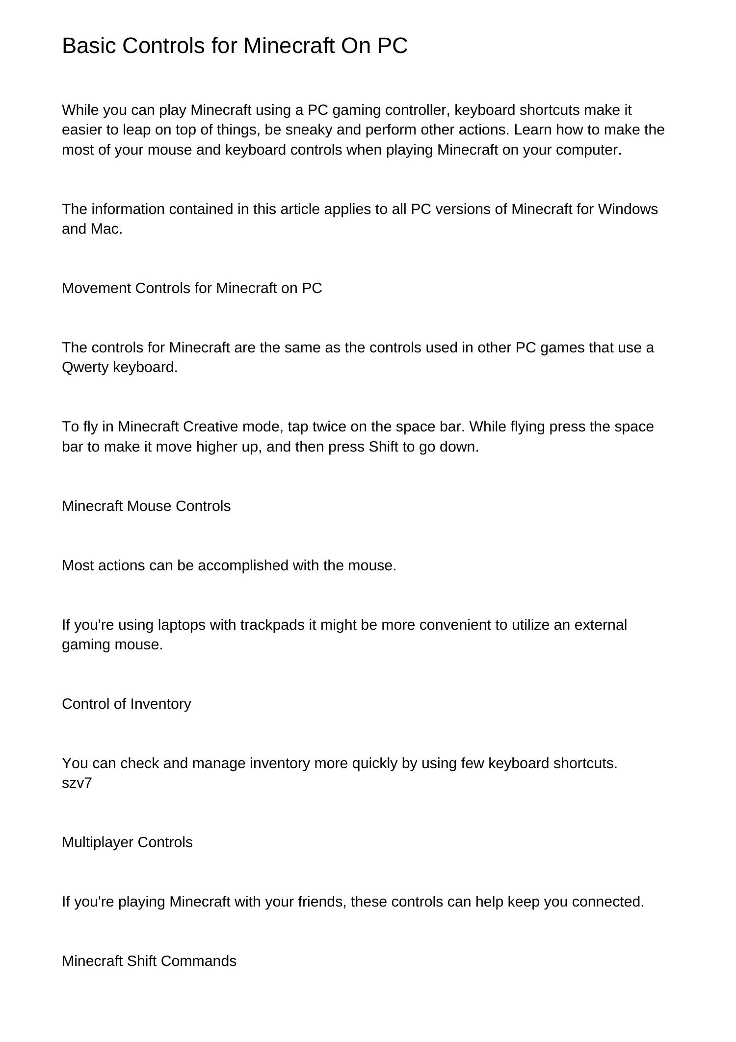 Basic Controls for Minecraft On PCdiuit.pdf.pdf | DocDroid