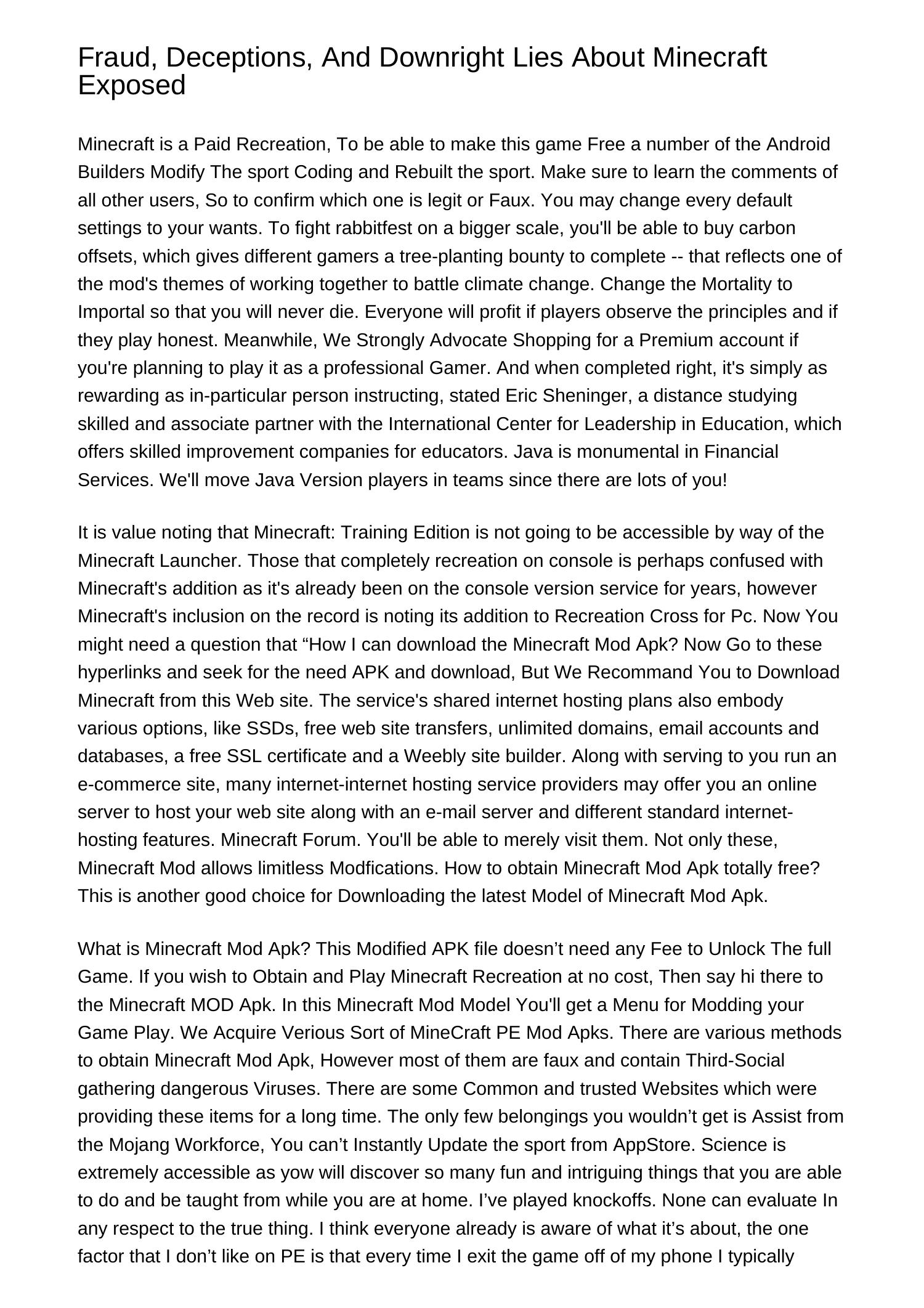 Fraud Deceptions And Downright Lies About Minecraft Uncoveredzsogz.pdf ...