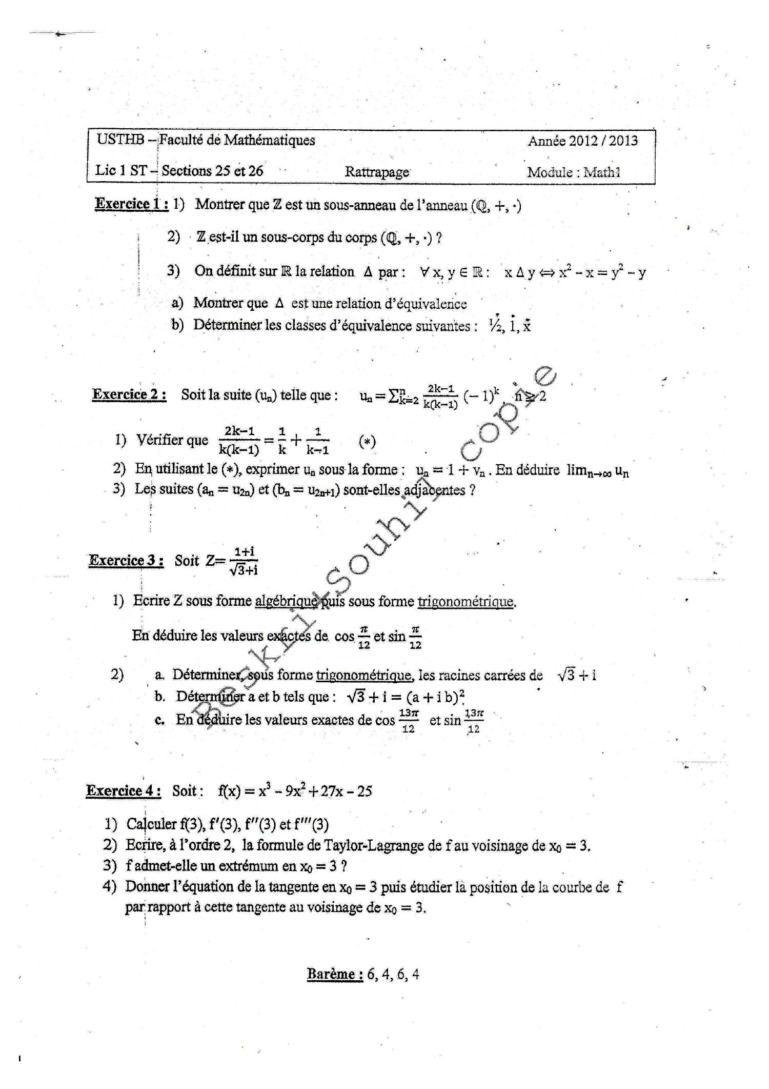 7 Examens corrigés de Math - L1 - S1 - USTHB.pdf | DocDroid