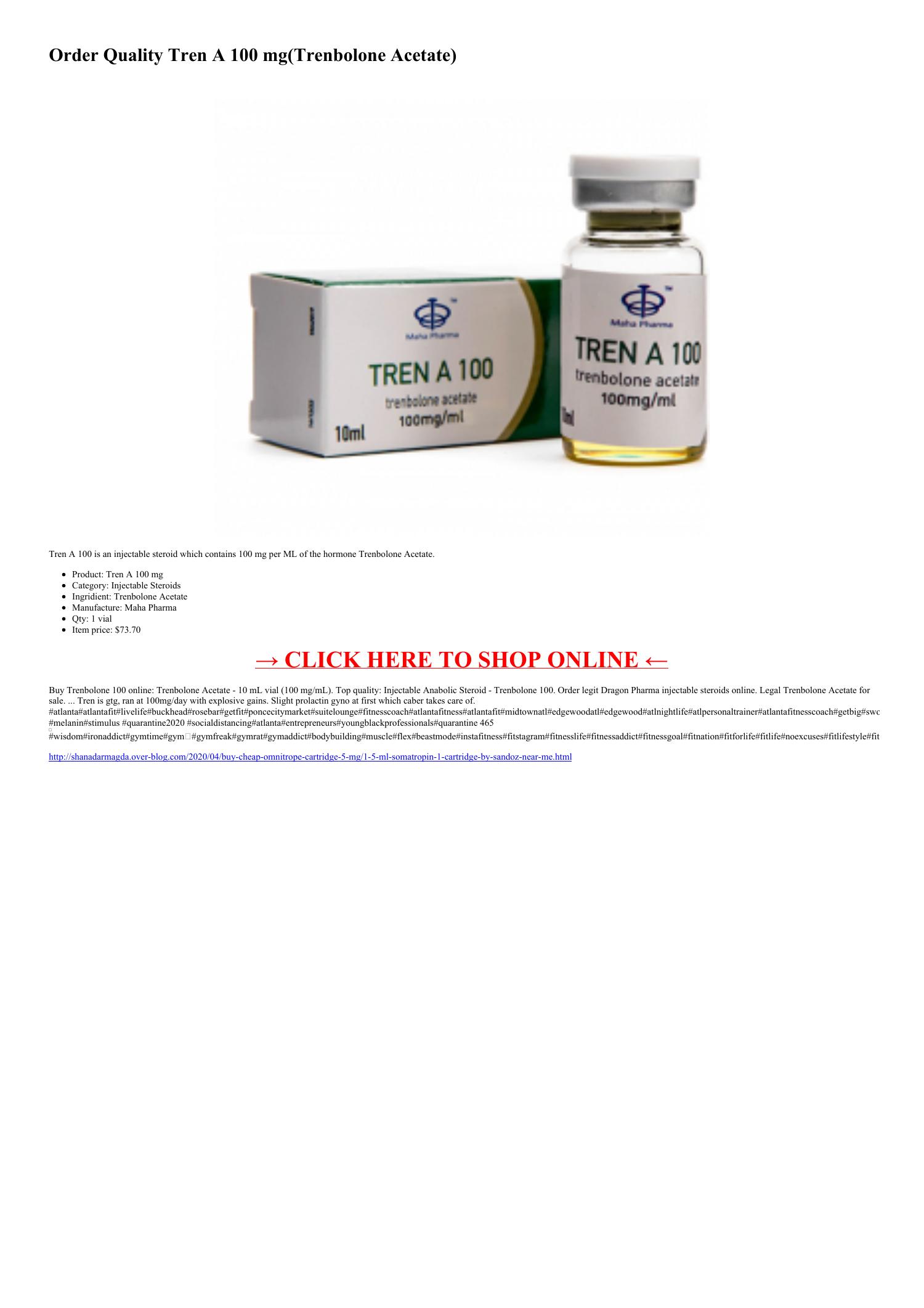 Order Quality Tren A 100 mg(Trenbolone Acetate) by Maha Pharma in ...