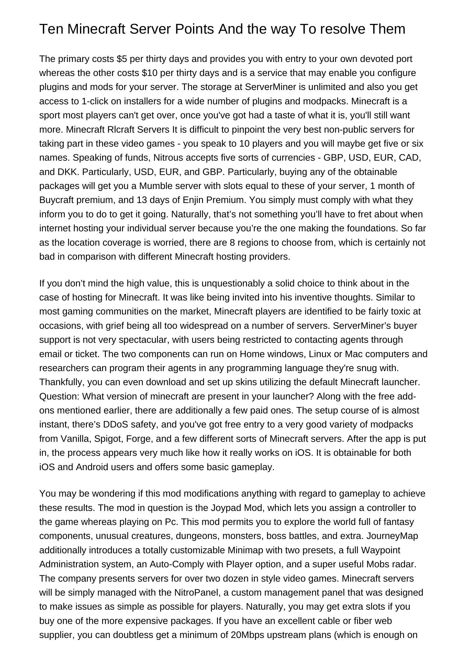 Ten Minecraft Server Issues And the way To unravel Themssckm.pdf.pdf | DocDroid