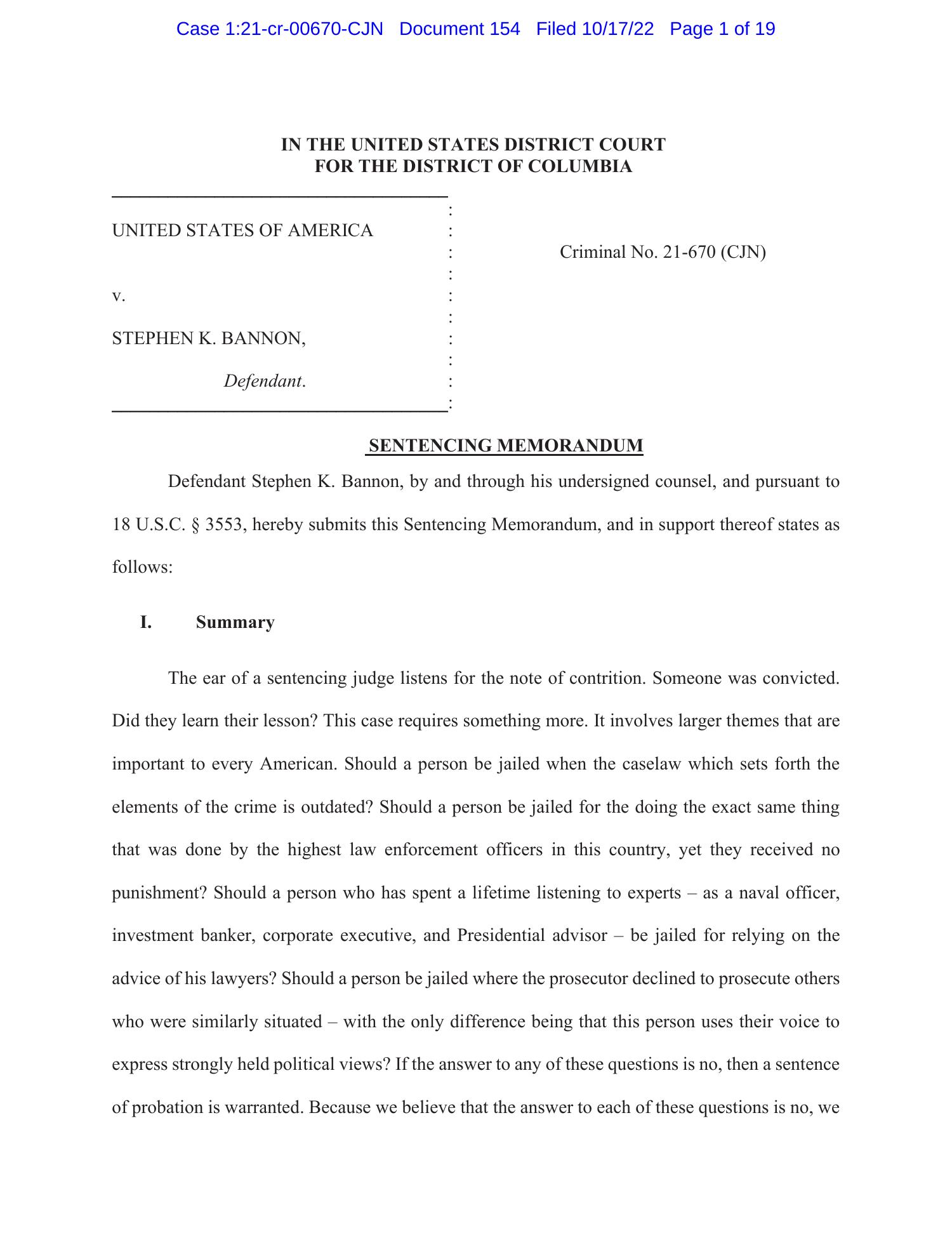 Bannon Sentencing Memorandum.pdf | DocDroid