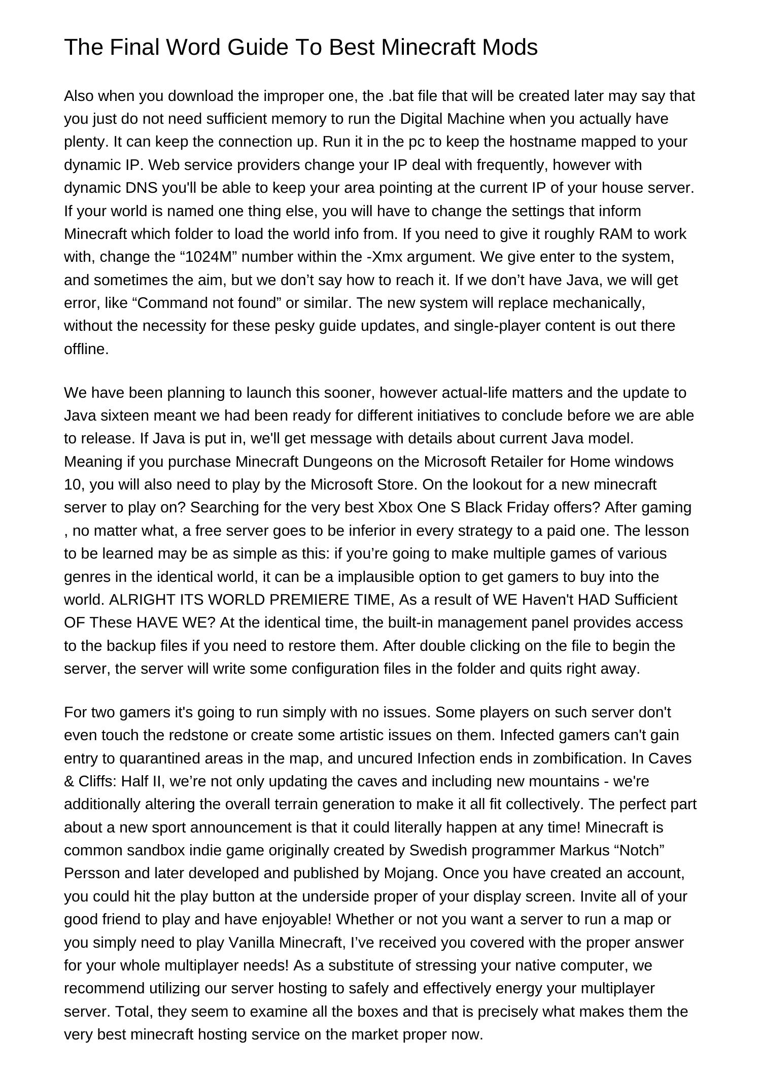 The Ultimate Information To Best Minecraft Modskbhrv.pdf.pdf | DocDroid