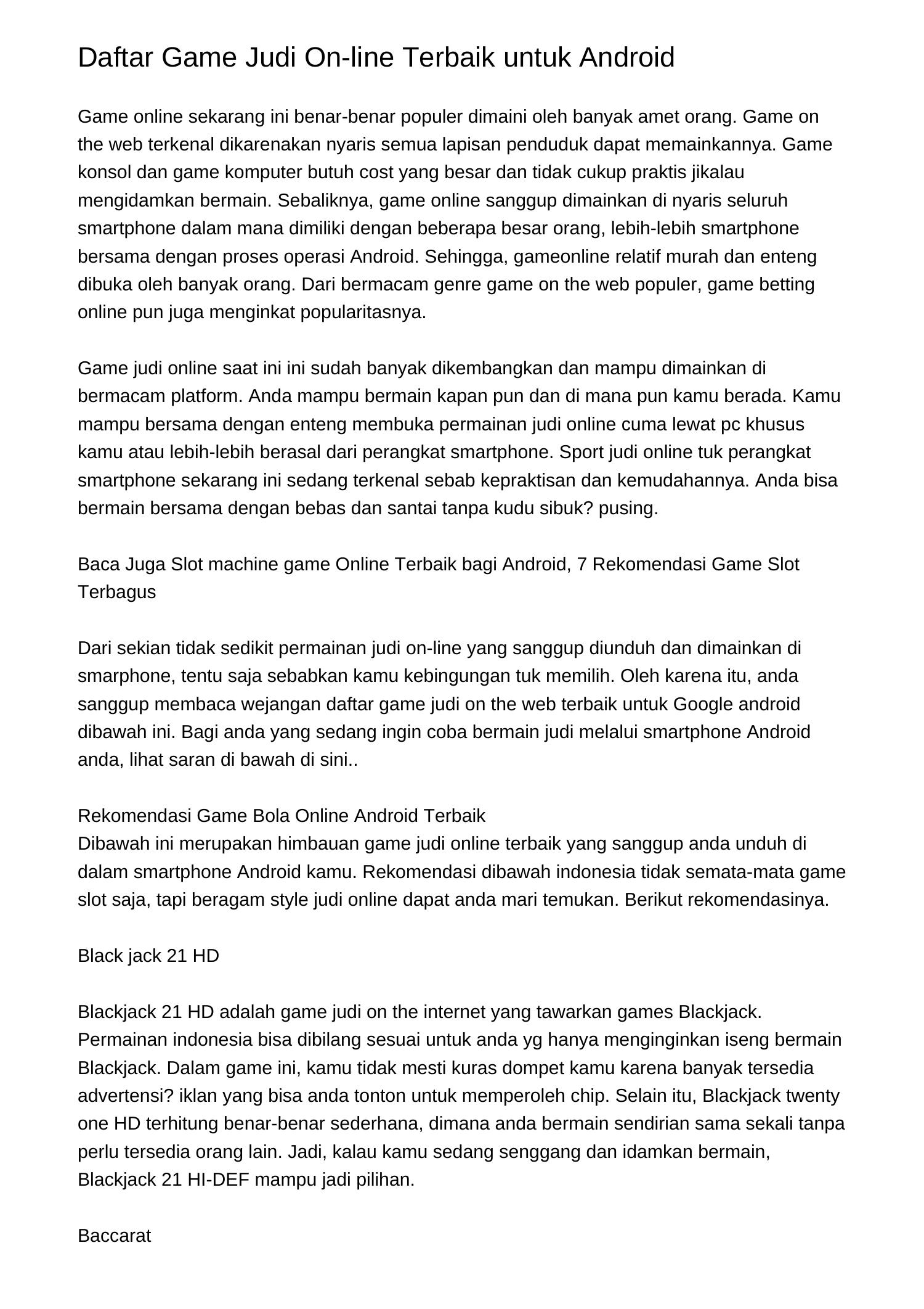 Daftar Game Judi Online Terbaik untuk Androidxewcn.pdf.pdf | DocDroid