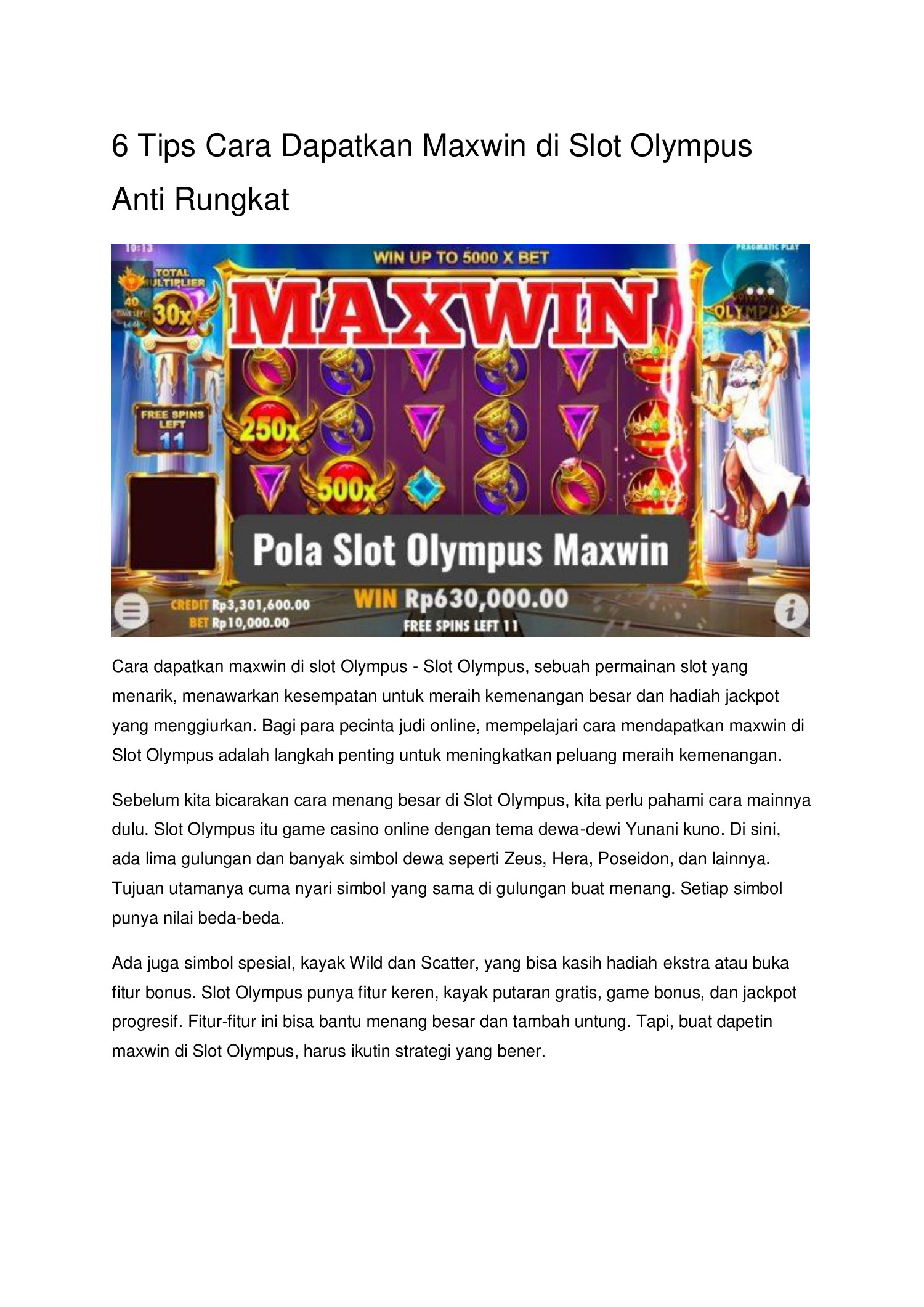 6 Tips Cara Dapatkan Maxwin di Slot Olympus Anti Rungkat.pdf | DocDroid