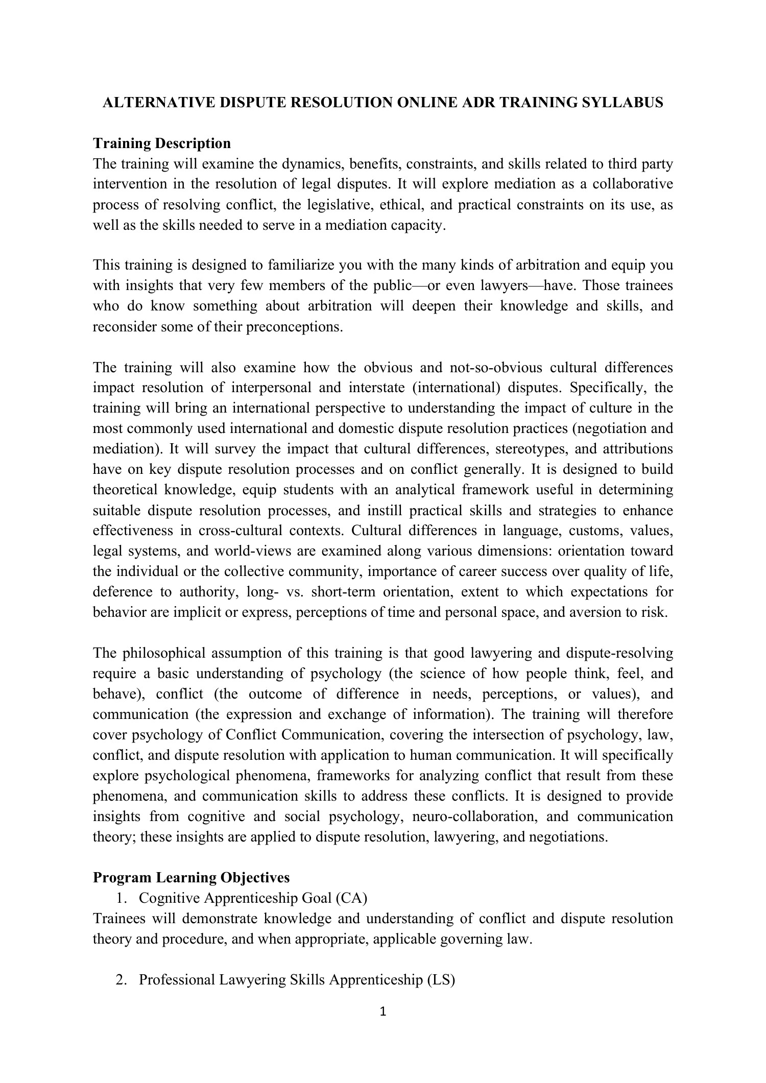 ADR TRAINING SYLLABUS.pdf | DocDroid