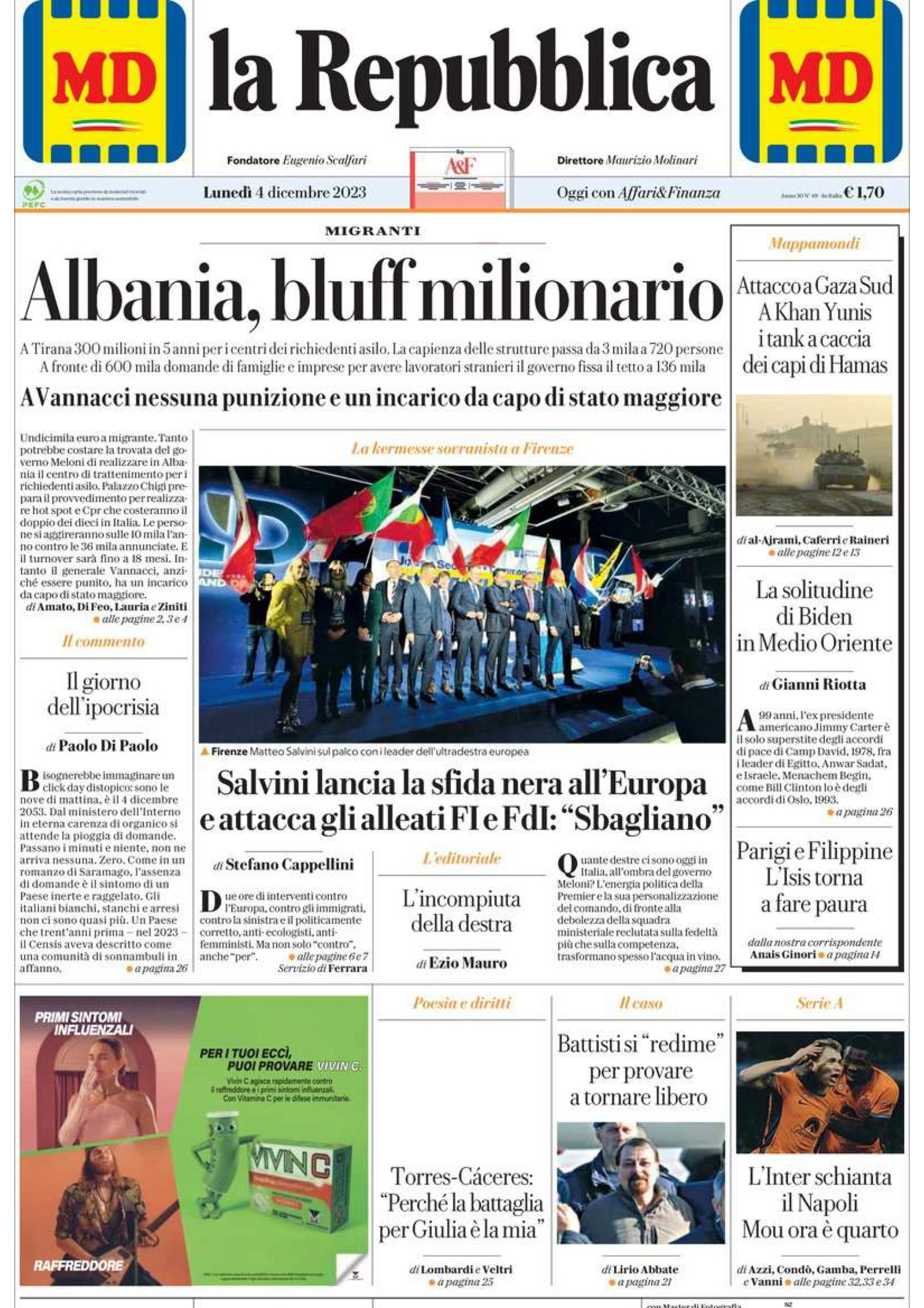 Rassegna stampa del 4 dicembre 2023 prime pagine dei giornali in pdf ...