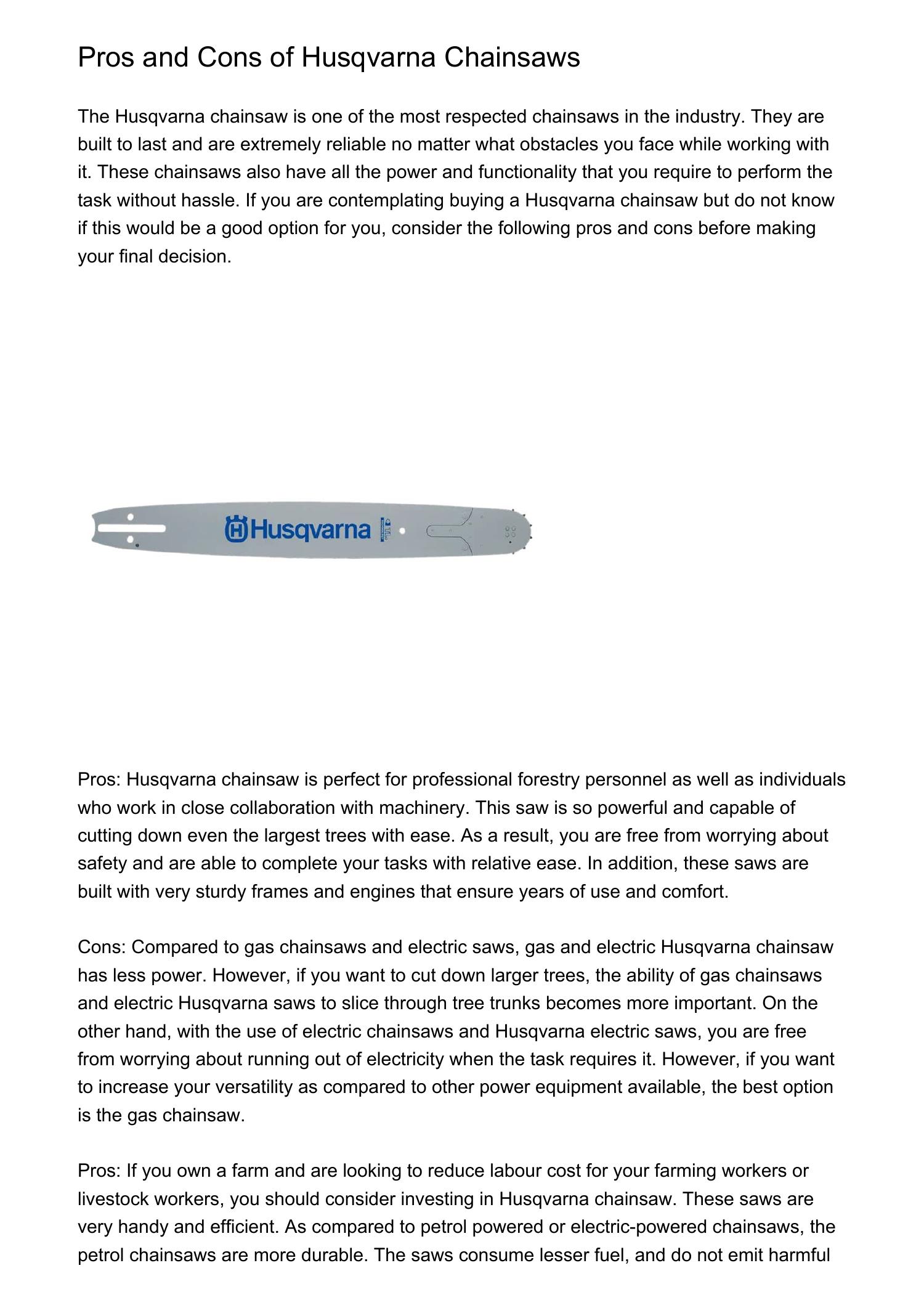 Pros and Cons of Husqvarna Chainsawszamhd.pdf.pdf | DocDroid
