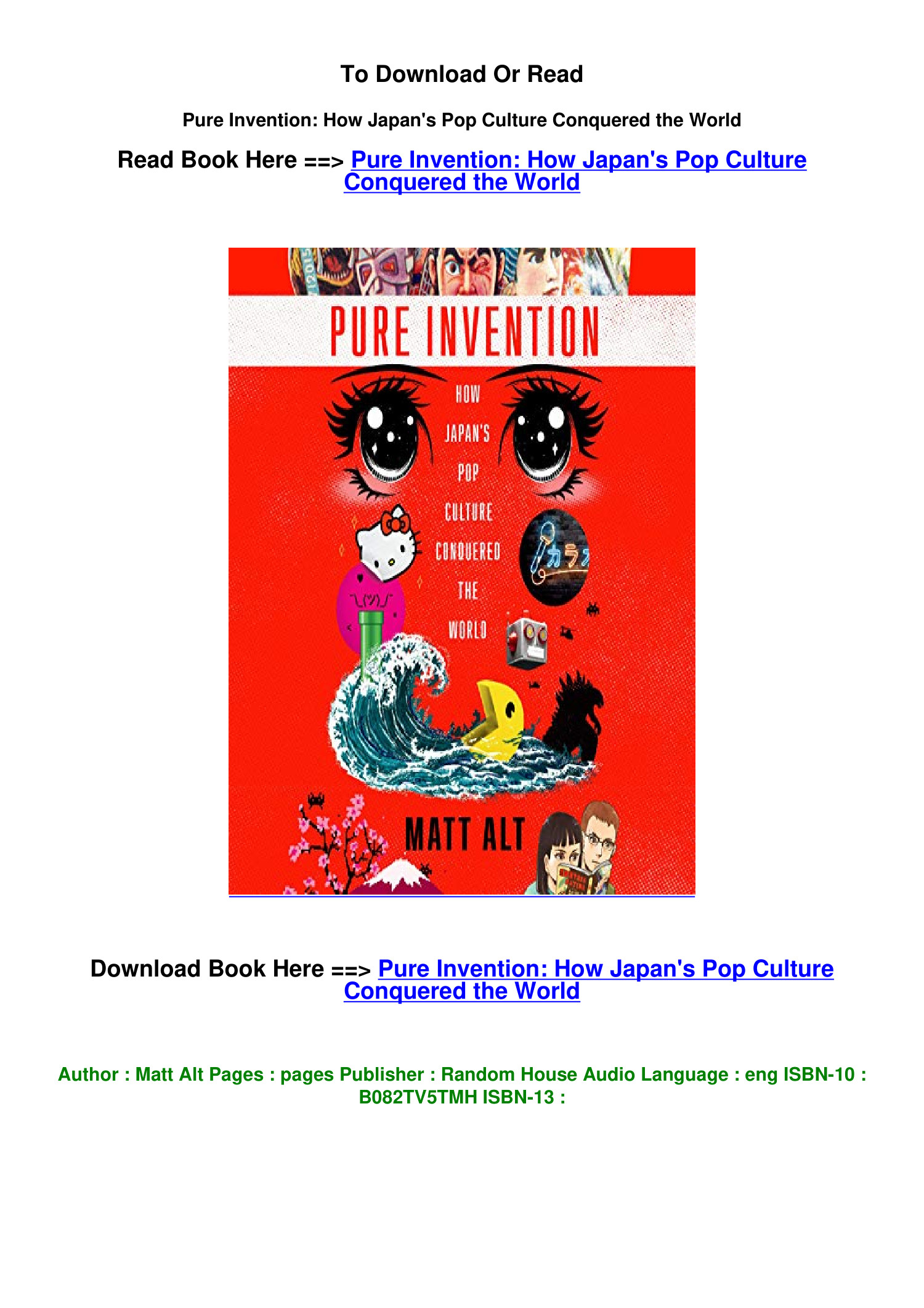PDF download Pure Invention How Japan s Pop Culture Conquered the World ...