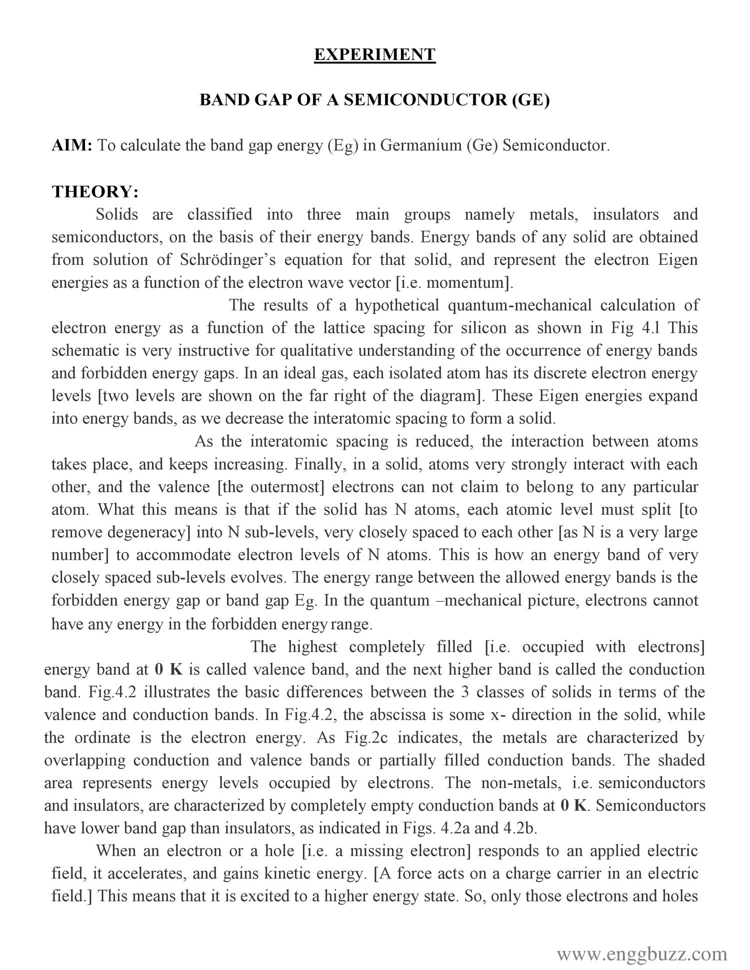 TO CALCULATE THE BAND GAP ENERGY (EG) IN GERMANIUM (GE) SEMICONDUCTOR ...