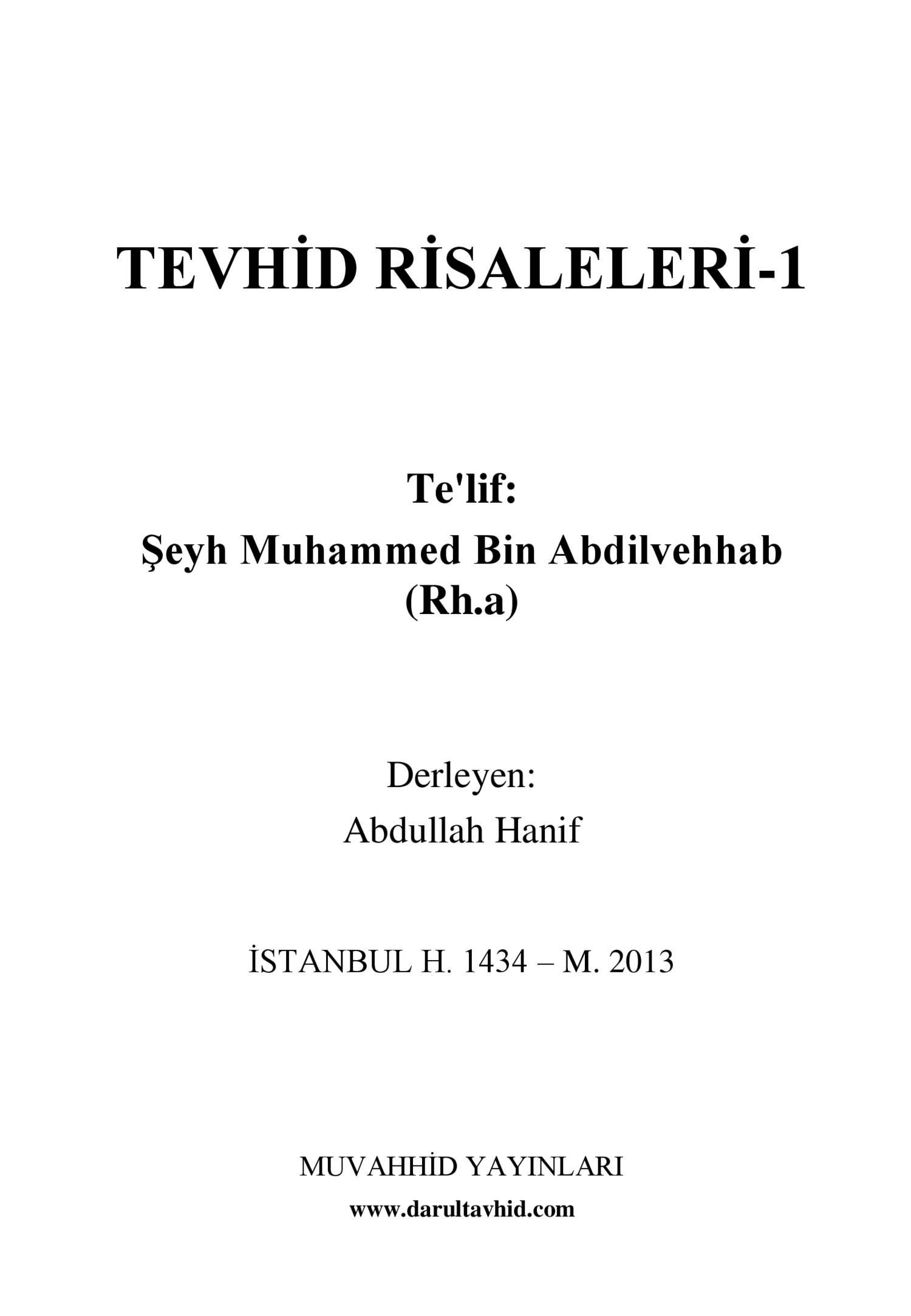Muhammed ibn AbdulVahhab-Tevhid Risaleleri 1.pdf | DocDroid