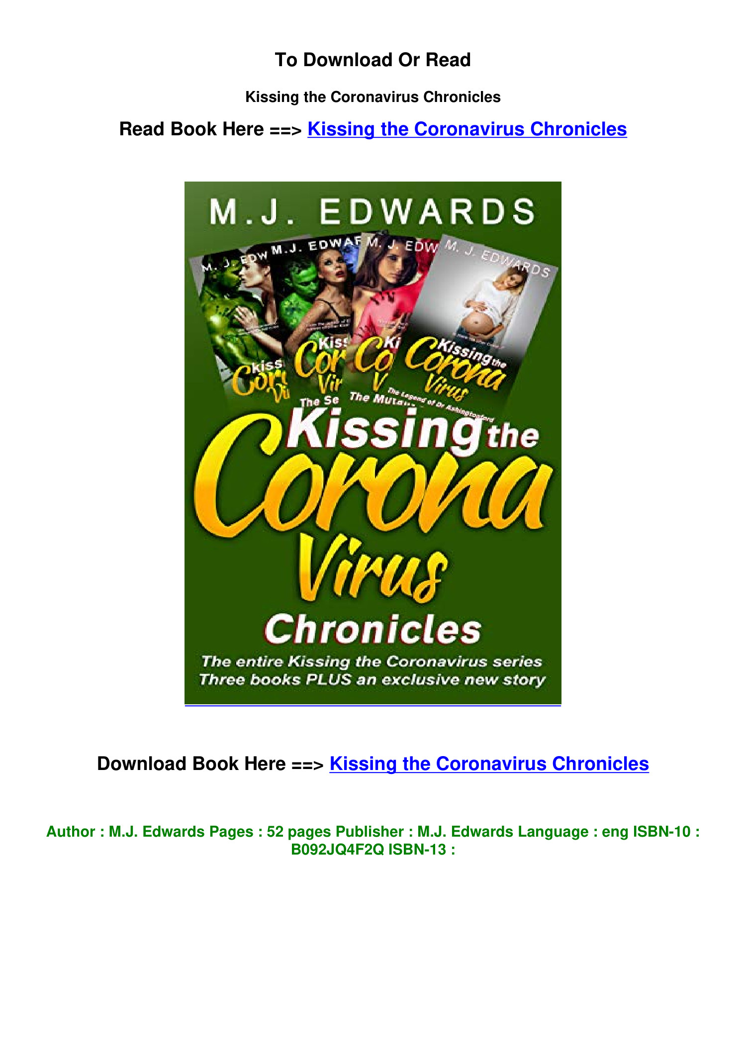 pdf download Kissing the Coronavirus Chronicles BY M J Edwards.pdf | DocDroid