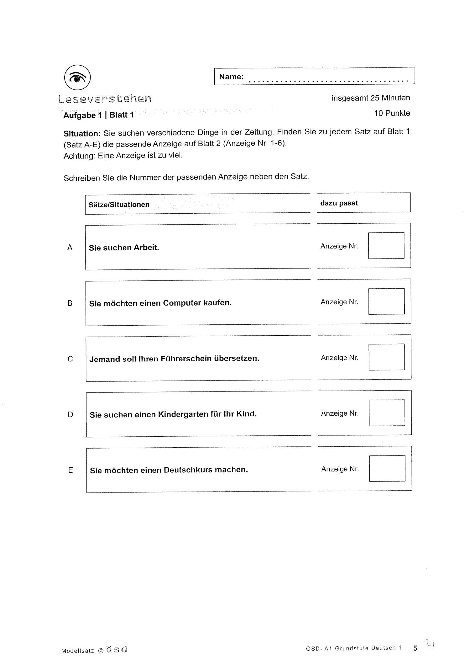 A1 Grundstufe Deutsch Modellsatz 2 3 Pdf Docdroid