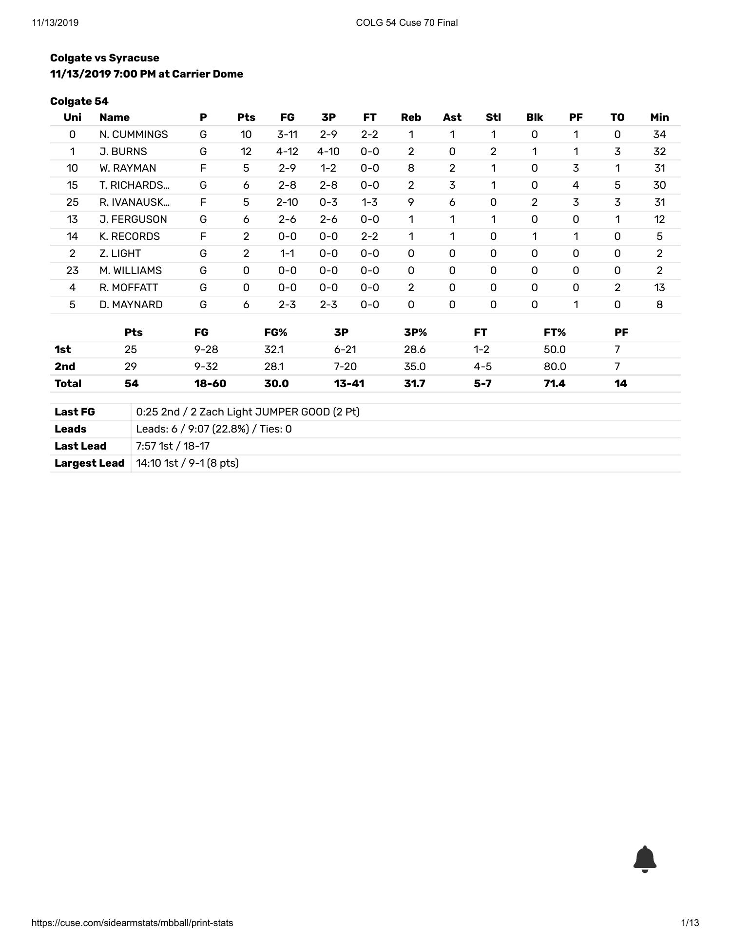 syracuse colgate box score.pdf | DocDroid