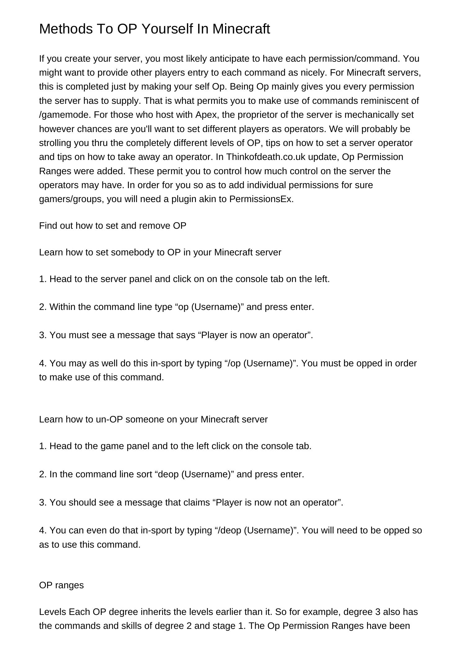 Tips On How To OP Yourself In Minecraftqheve.pdf.pdf | DocDroid