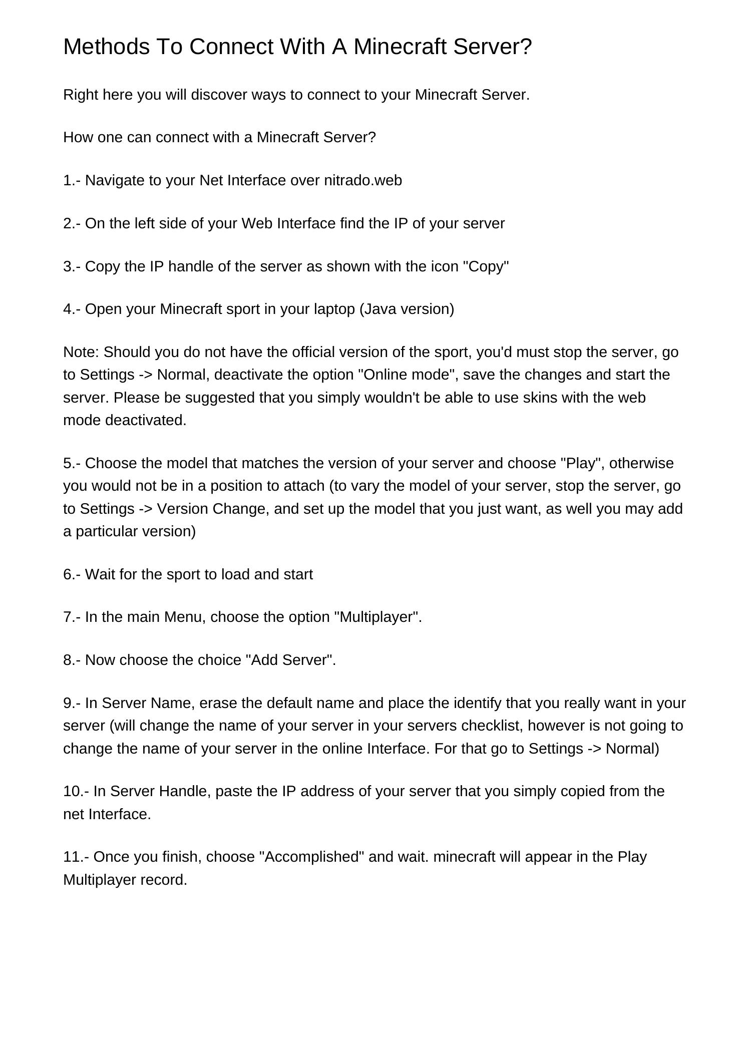 Tips On How To Connect With A Minecraft Serverxbghb.pdf.pdf | DocDroid