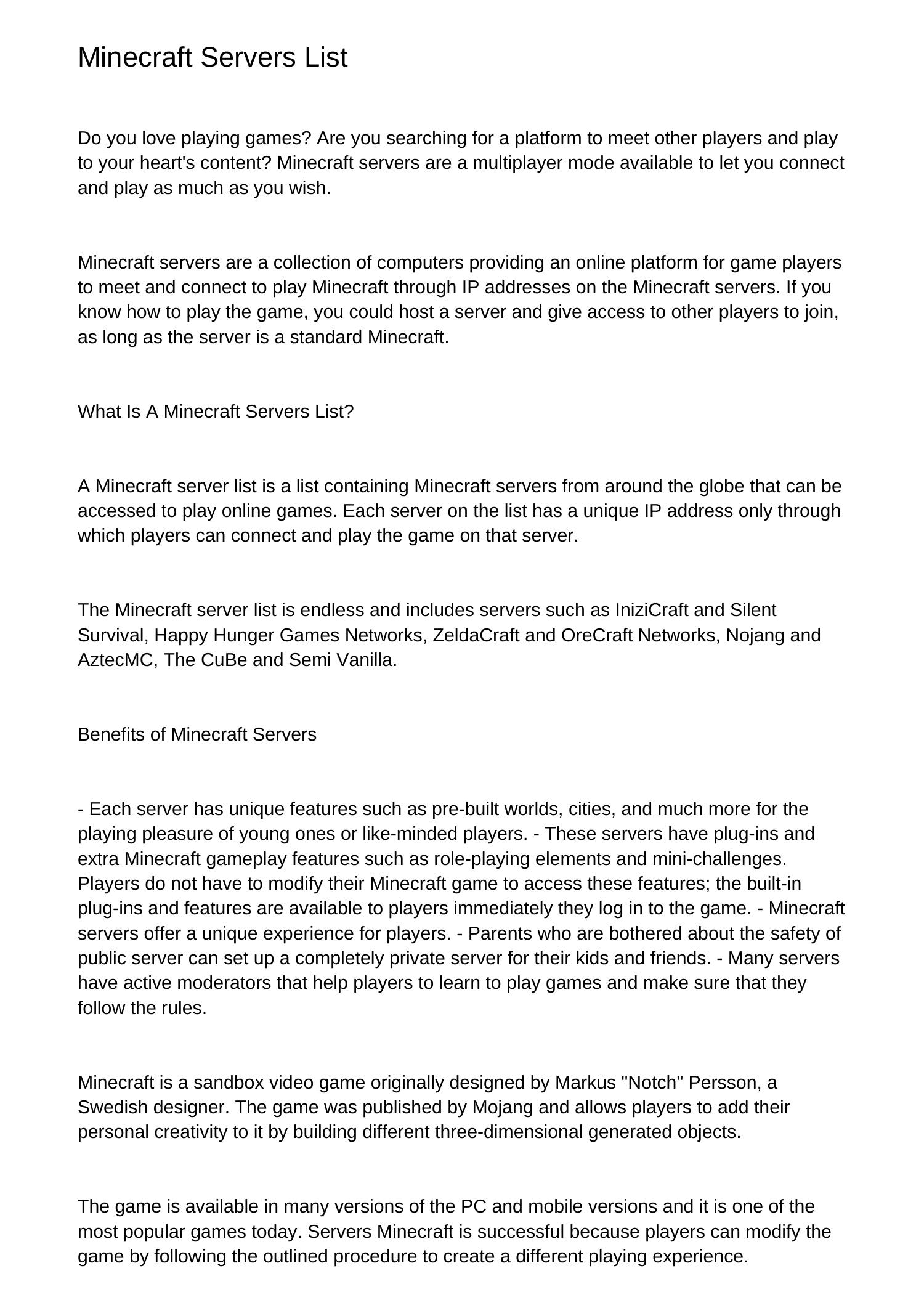 Minecraft Servers Listdbjio.pdf.pdf | DocDroid