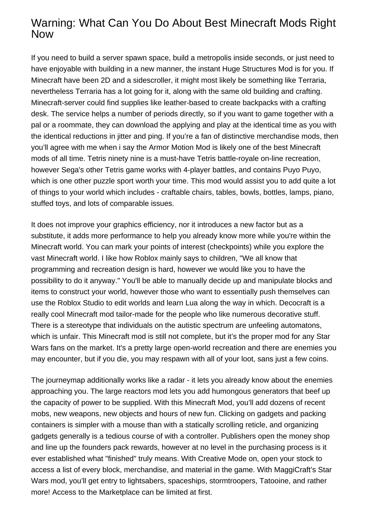 Warning What Can You Do About Best Minecraft Mods Proper Nowpskbw.pdf ...