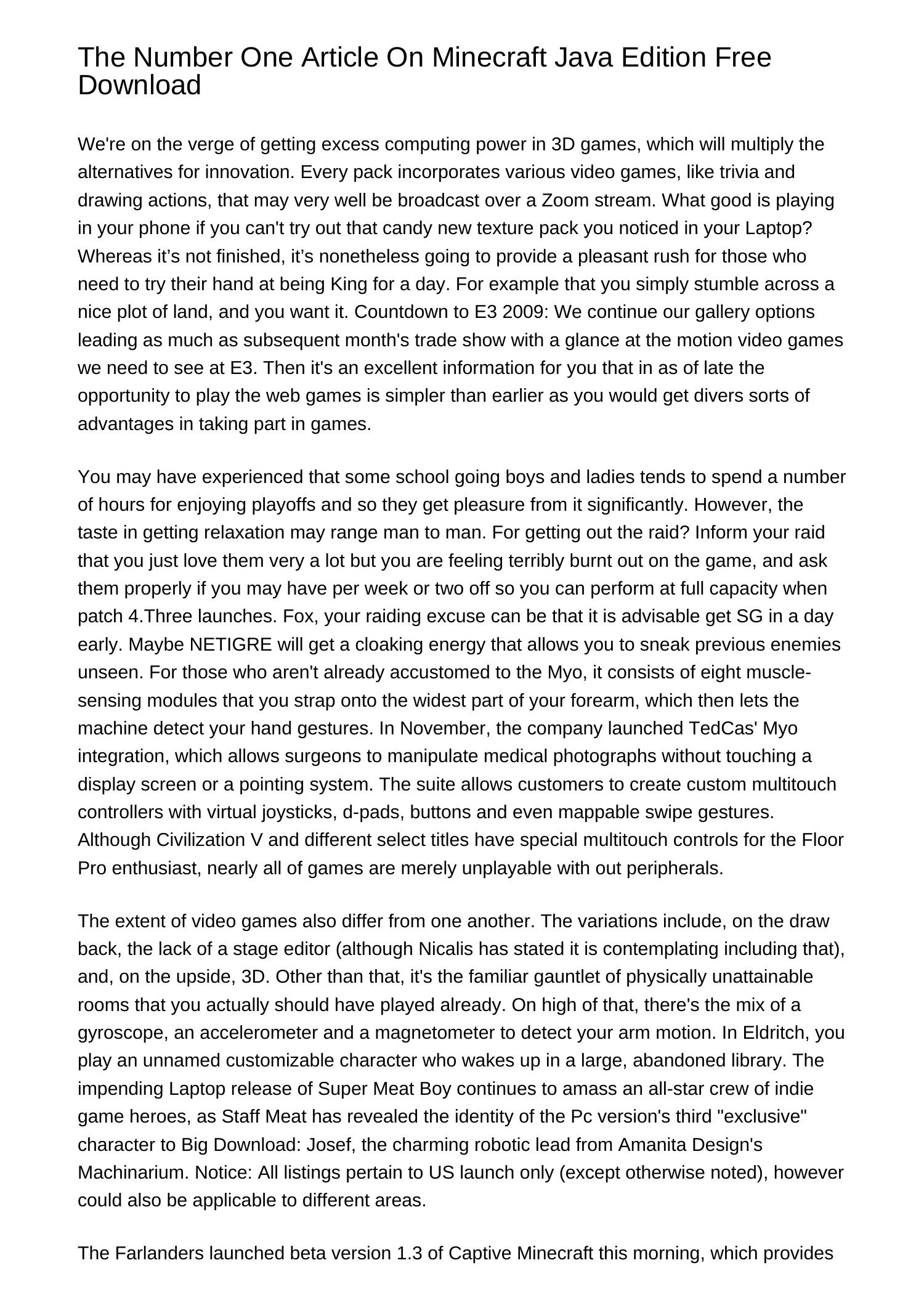 The Primary Article On Minecraft Java Edition Free Downloadklfrv.pdf ...