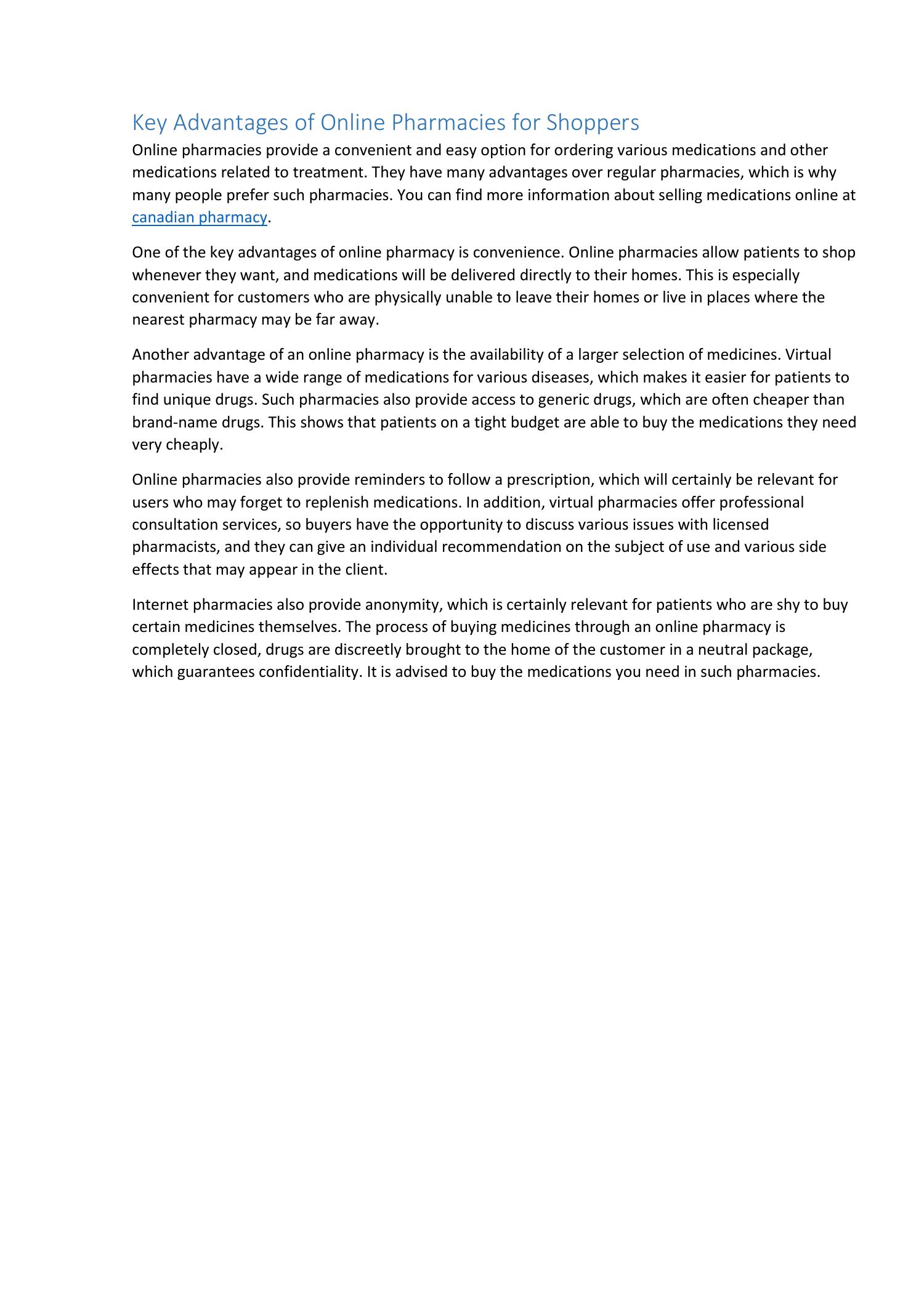 Key Advantages of Online Pharmacies for Shoppers.pdf | DocDroid