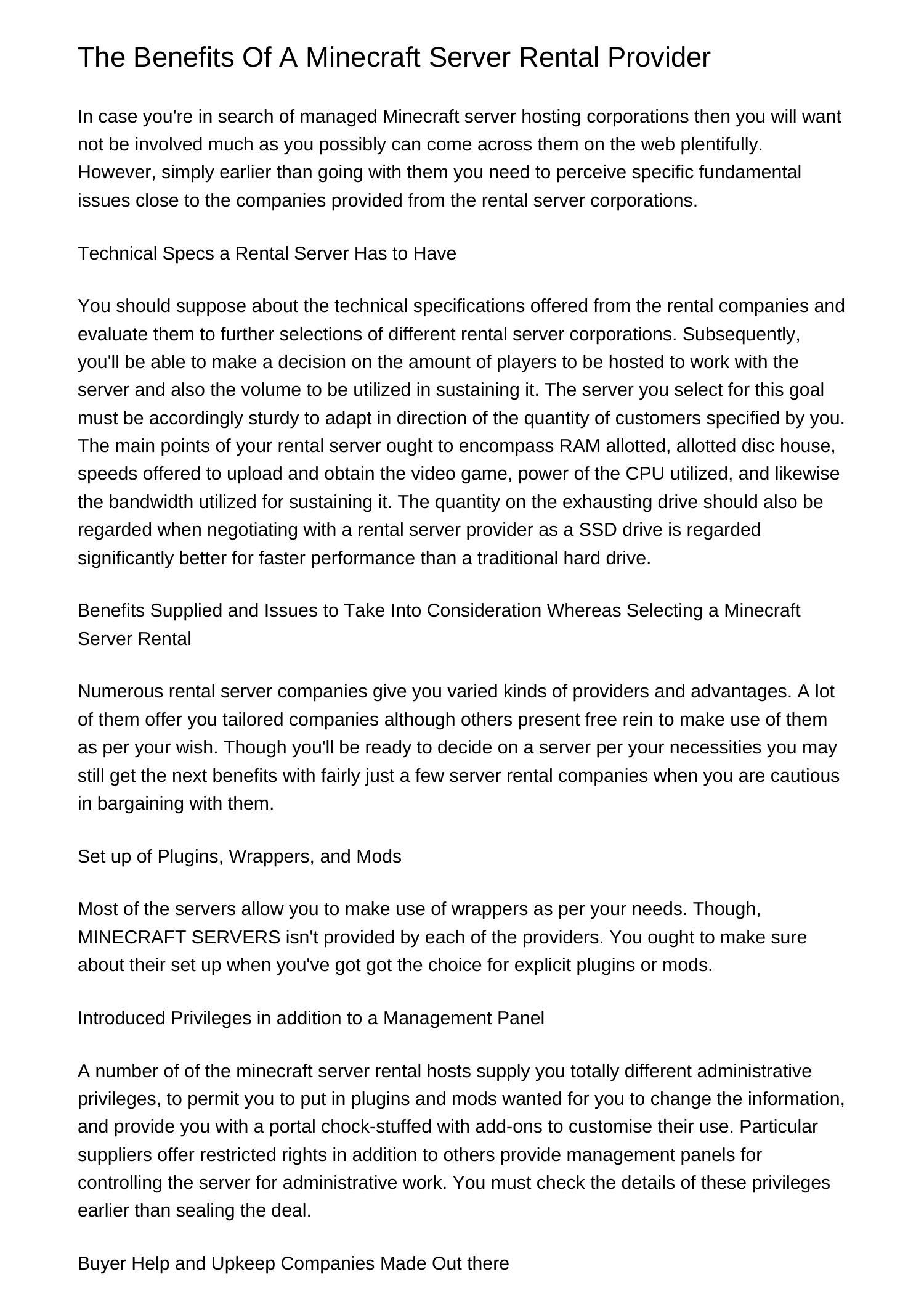 The Benefits Of A Minecraft Server Rental Providertgnpk.pdf.pdf | DocDroid