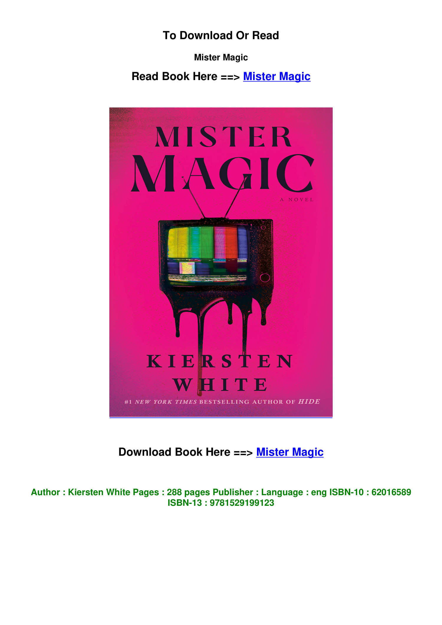 download Pdf Mister Magic by Kiersten White.pdf | DocDroid