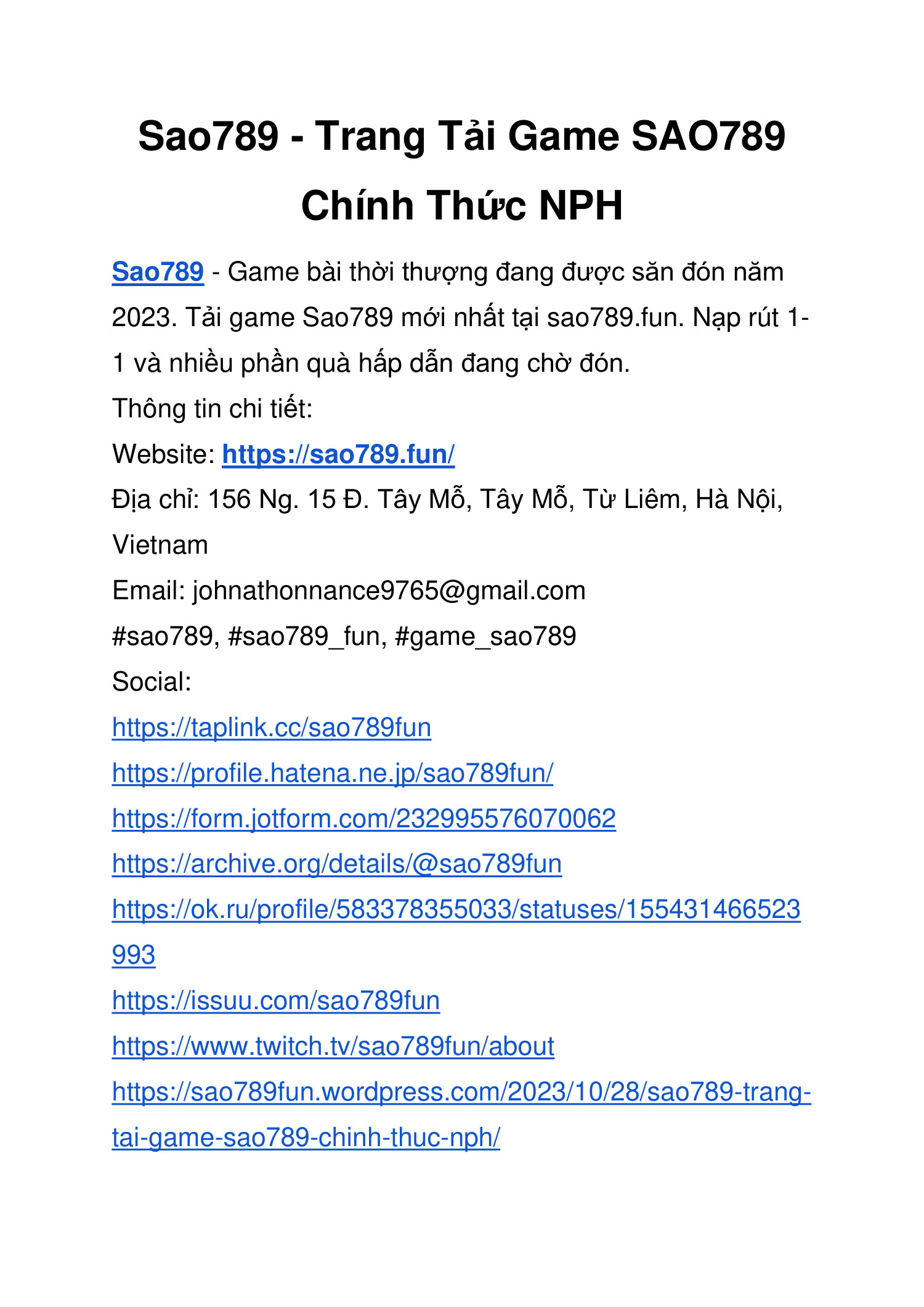 Sao789 - Trang Tải Game SAO789 Chính Thức NPH.docx | DocDroid