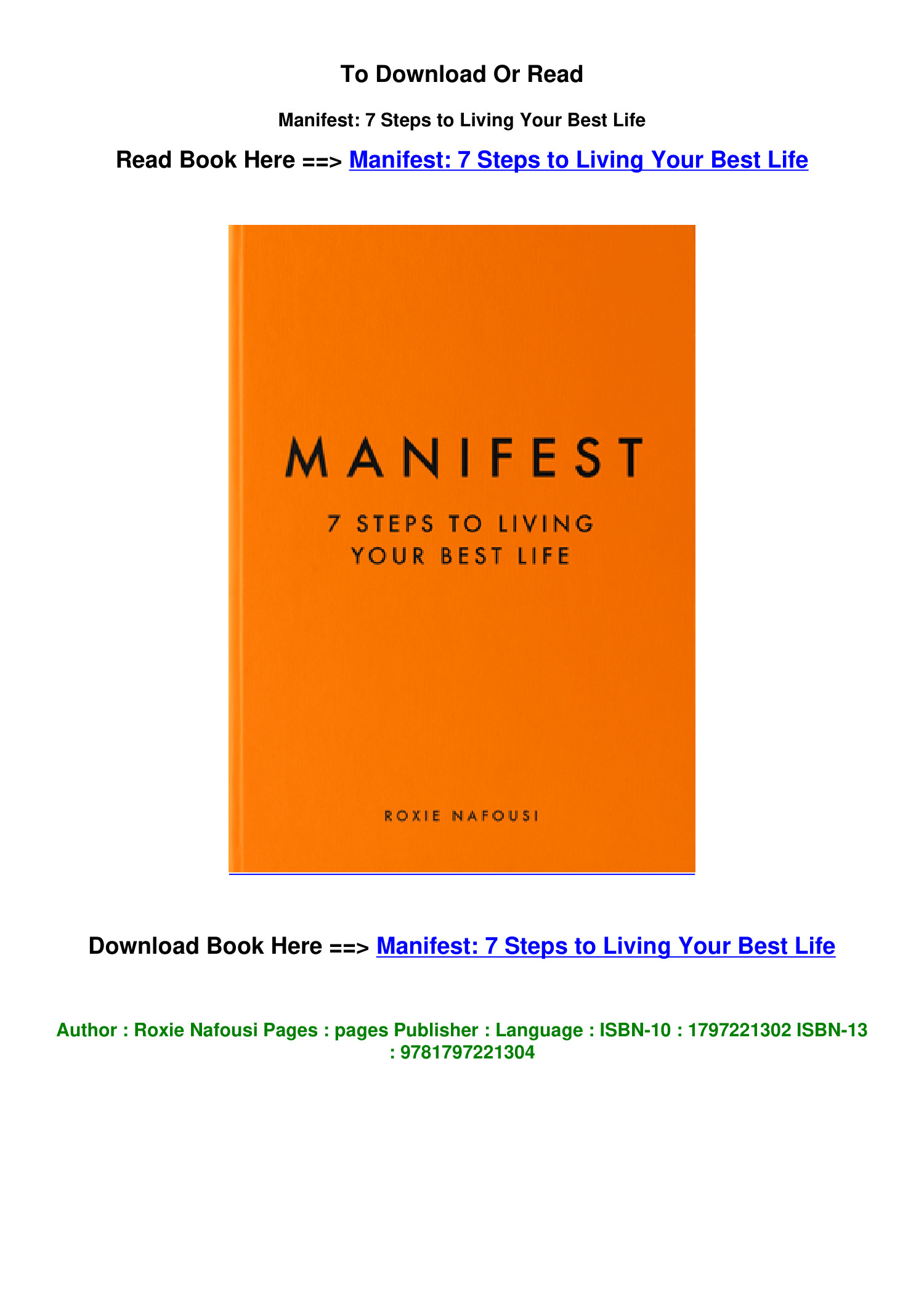 pdf Download Manifest 7 Steps to Living Your Best Life By Roxie Nafousi ...