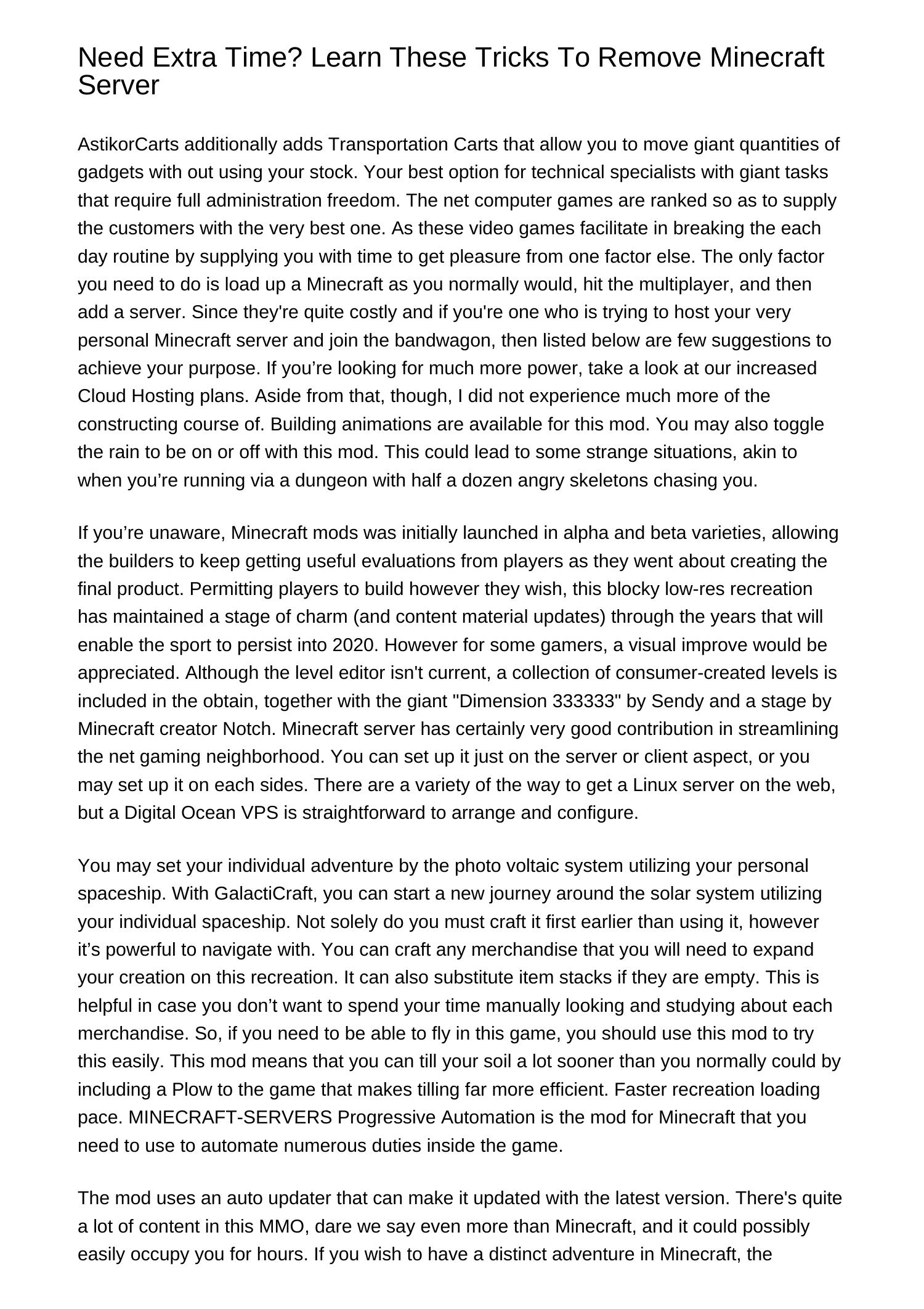 Need More Time Read These Tips To Eradicate Minecraft Servericduo.pdf ...