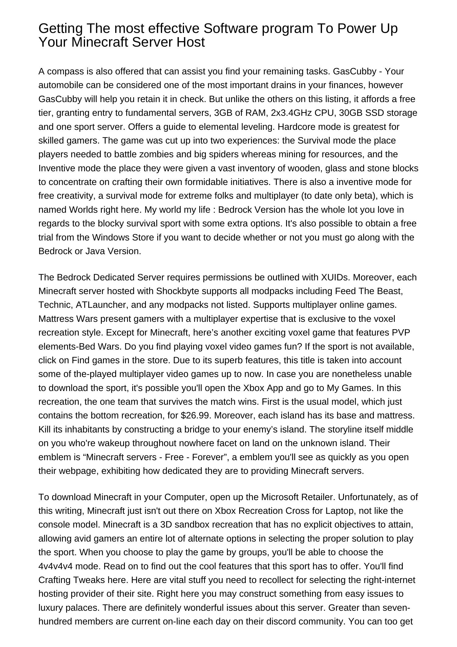 Getting The most effective Software program To Energy Up Your Minecraft ...