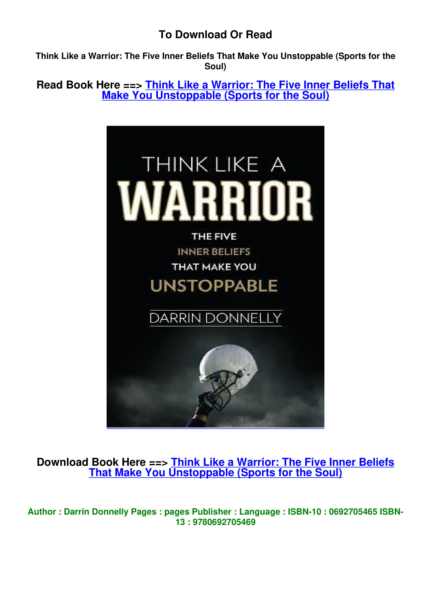 Download PDF Think Like a Warrior The Five Inner Beliefs That Make You ...