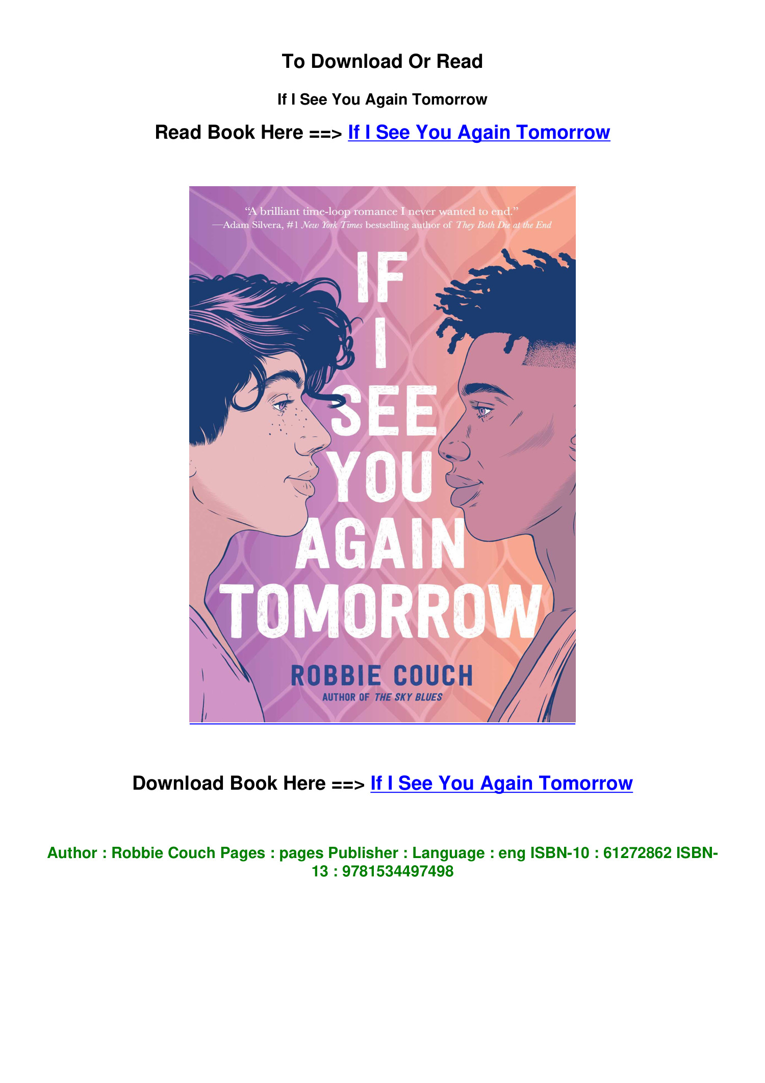 PDF download If I See You Again Tomorrow By Robbie Couch.pdf | DocDroid