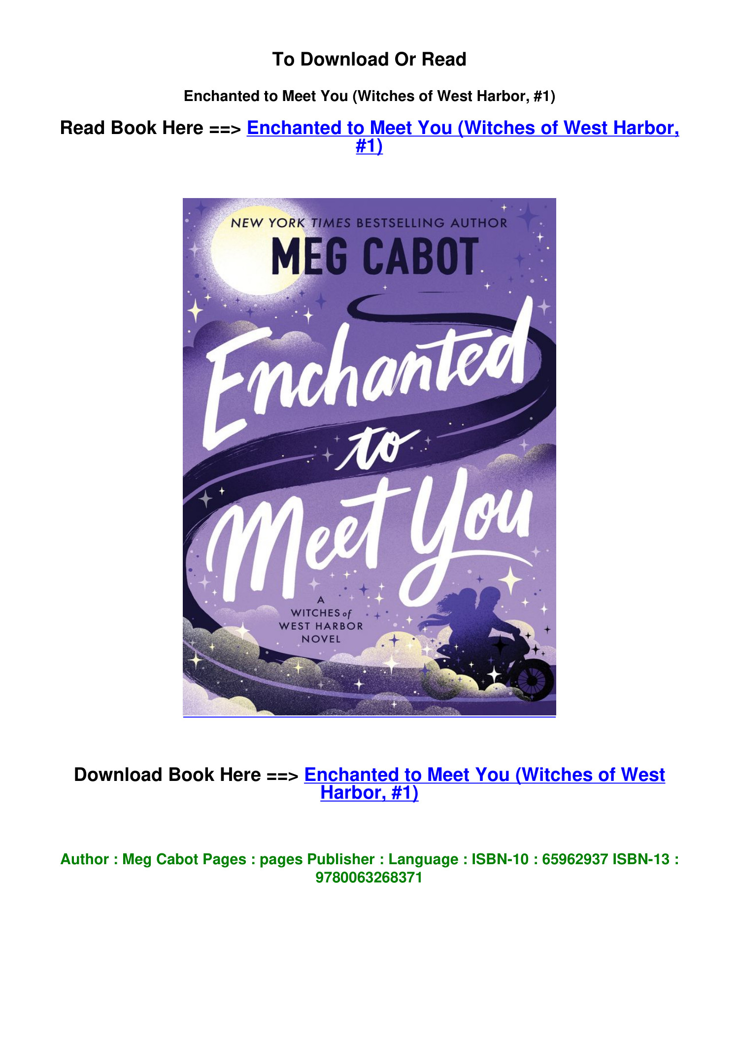 pdf download Enchanted to Meet You Witches of West Harbor 1 by Meg ...