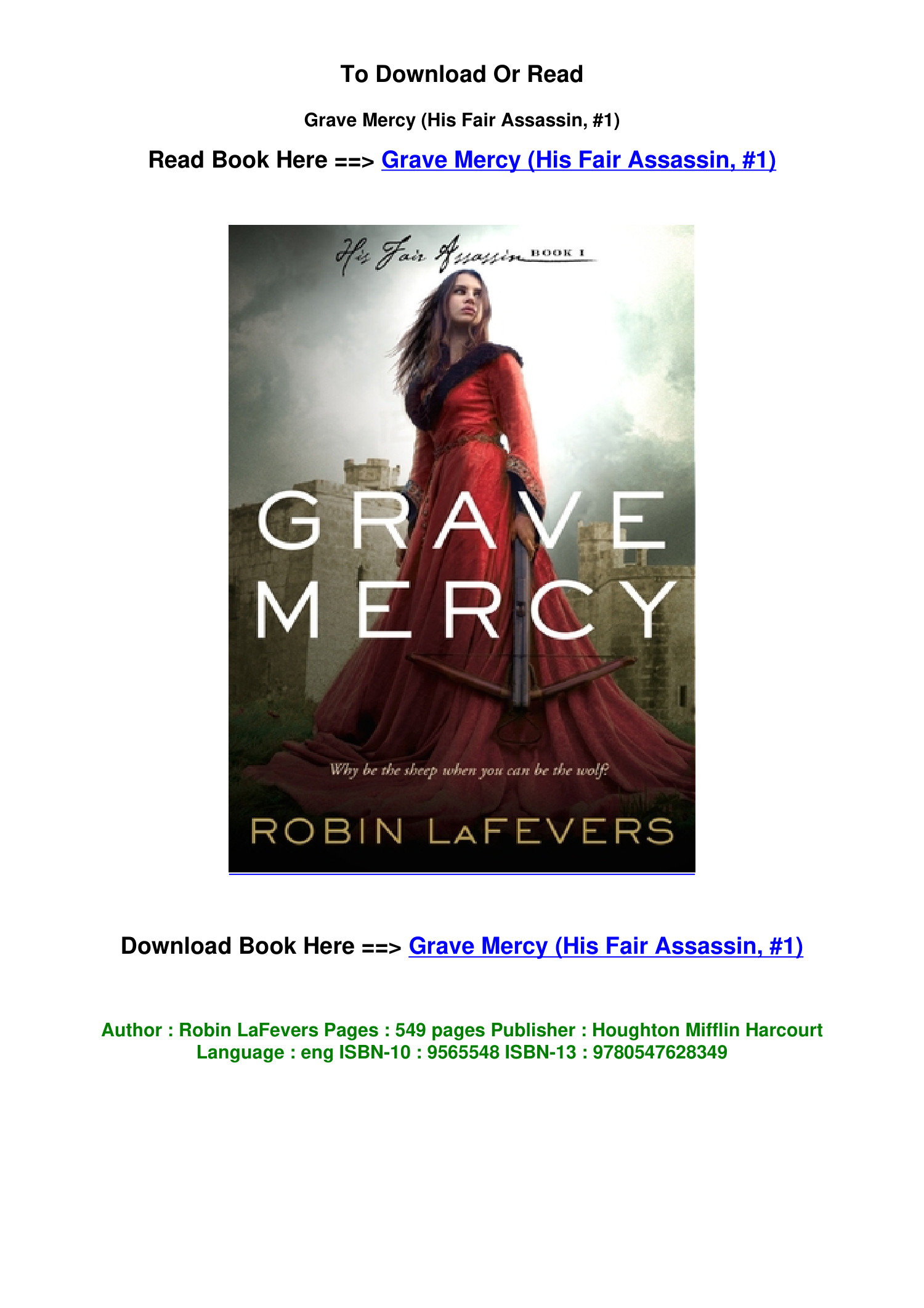 download PDF Grave Mercy His Fair Assassin 1 by Robin LaFevers.pdf | DocDroid